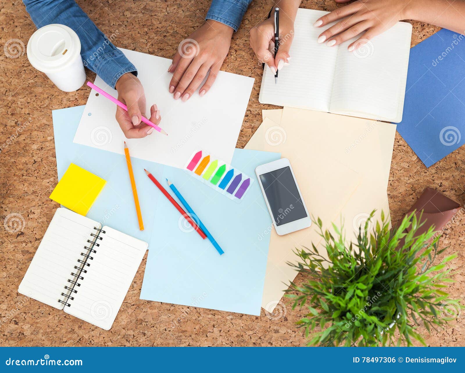 Two Girls Doing Creative Work Stock Photo - Image of drawing, pencil ...