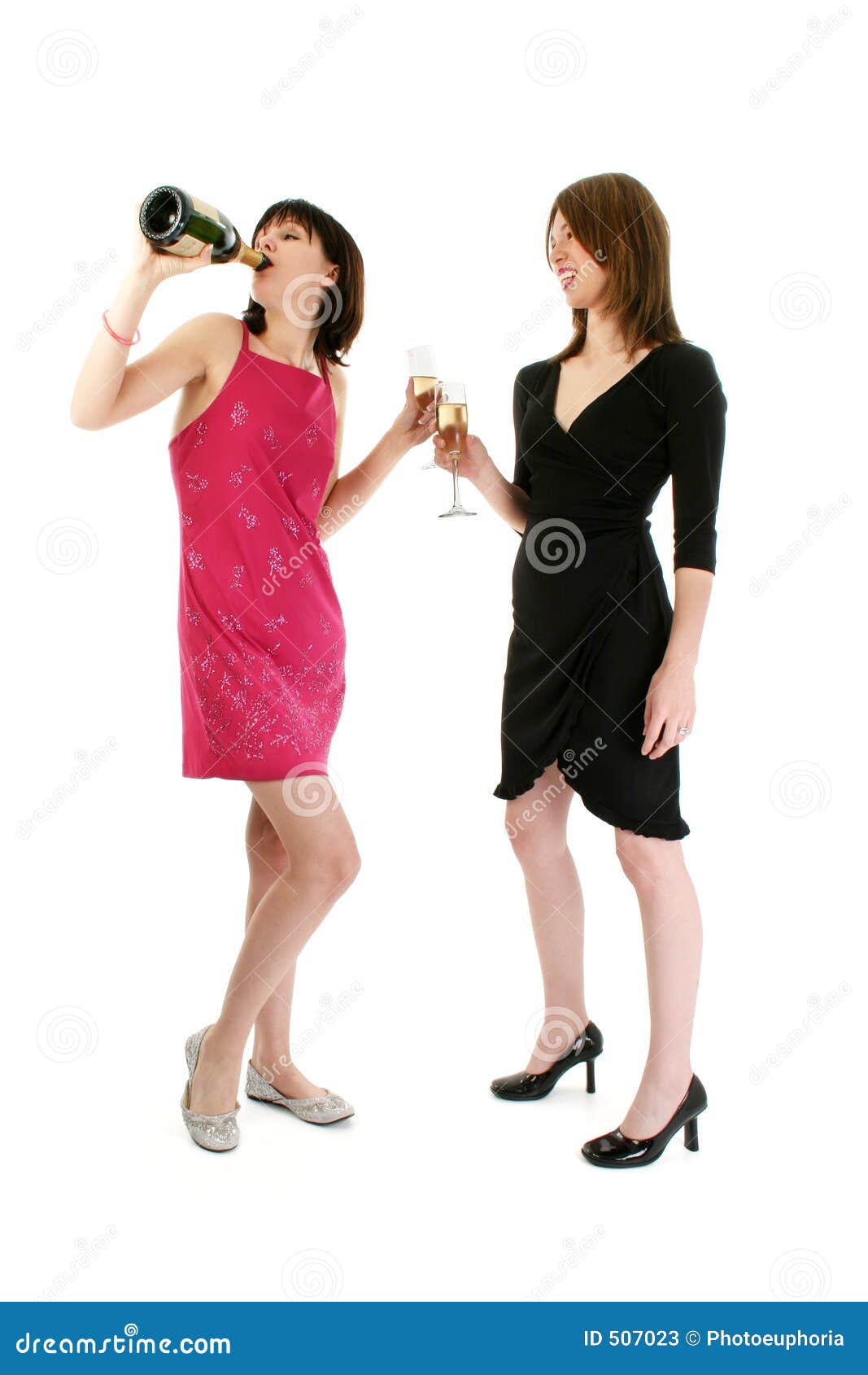 Two Girls Drinking Champagne Stock Image - Image of isolated, lady: 507023