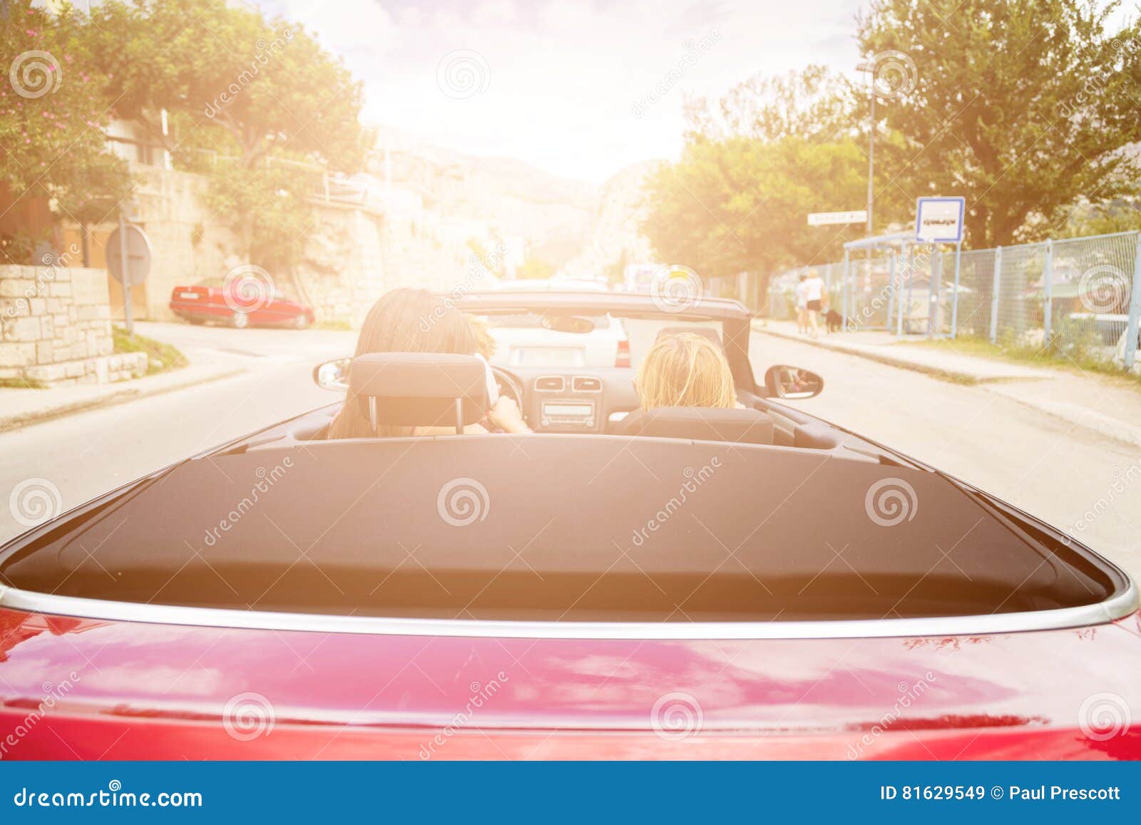 Two Girls Driving Convertible Car. Stock Image - Image of people ...