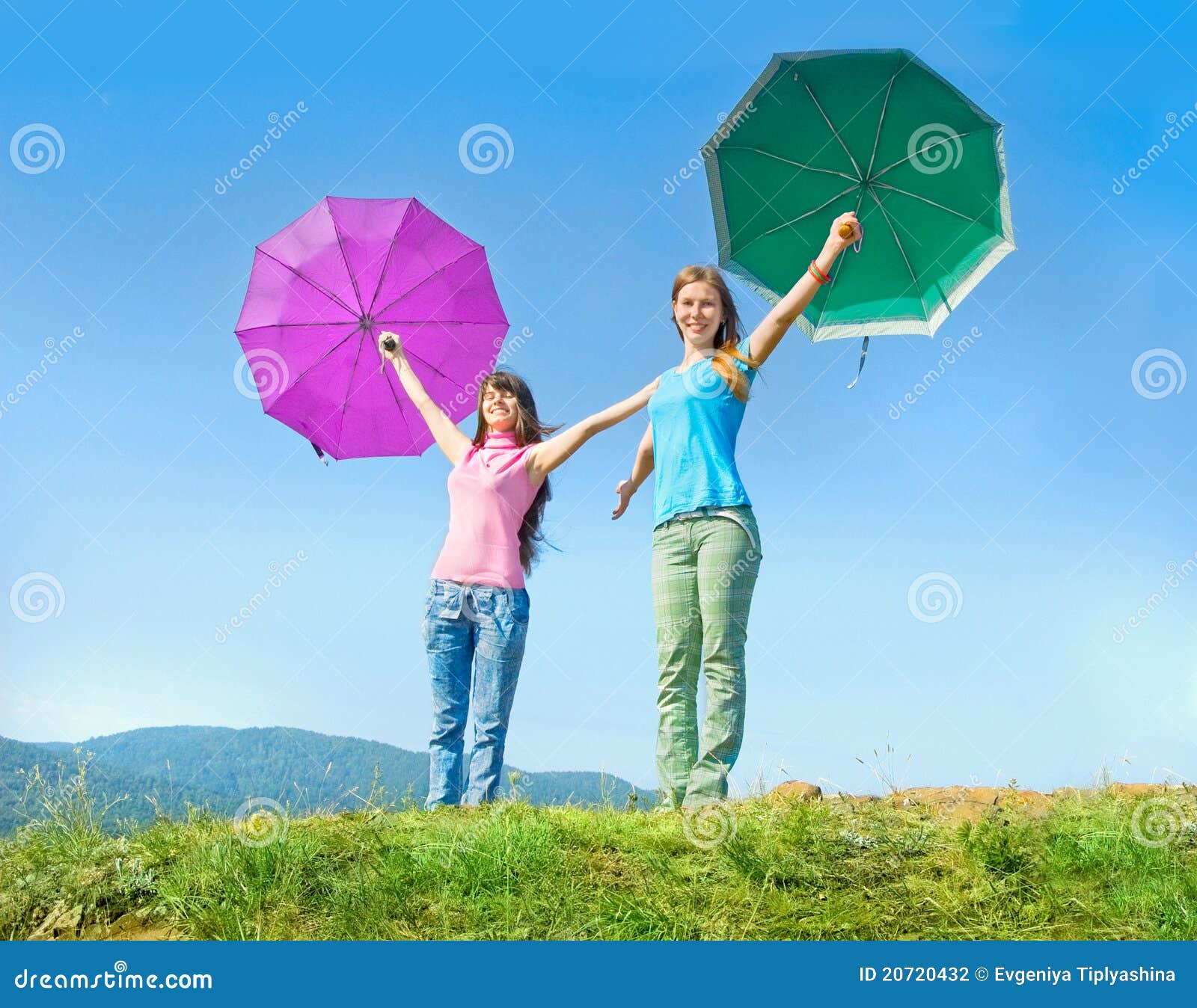 The Two Girls Enjoyed Good Weather Stock Photo - Image of blue, rejoice ...