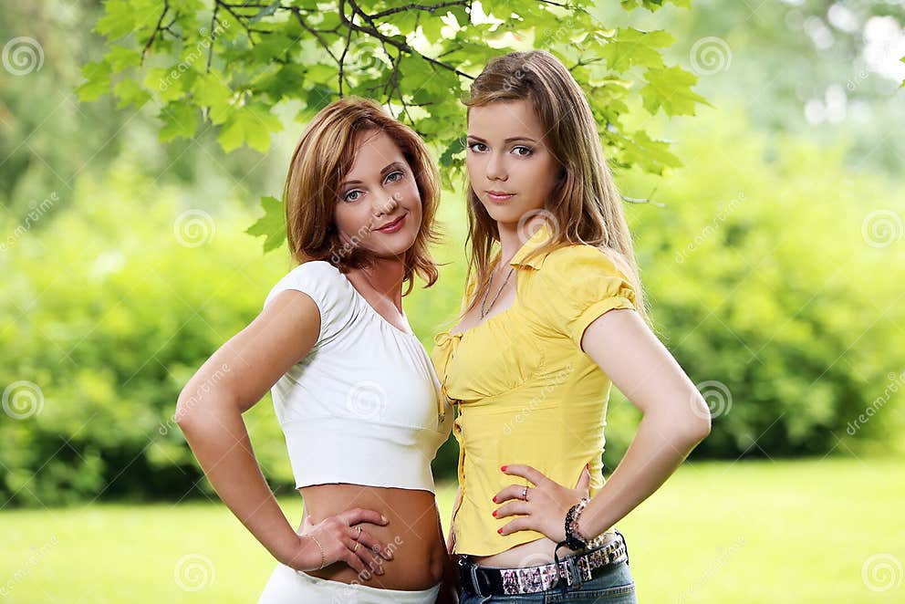 Two Girls Hanging Out In Park Stock Image Image Of Friendship Girls