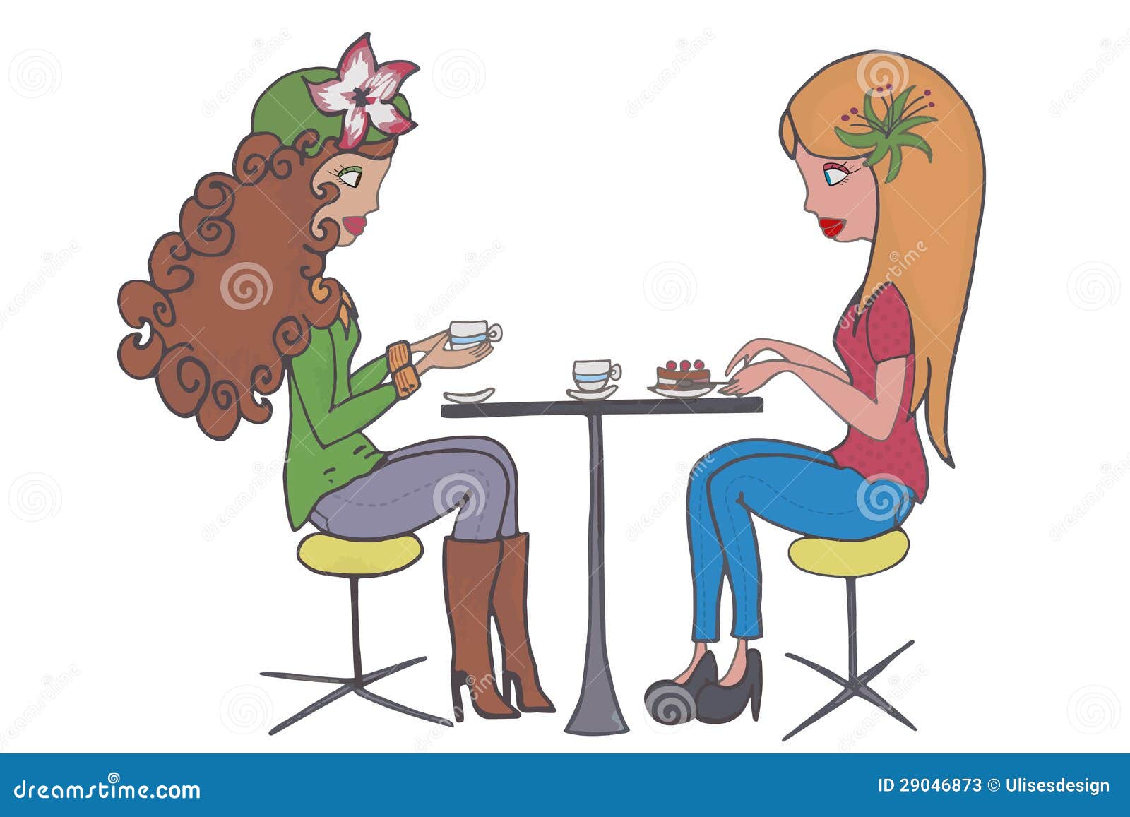 Two Woman Friends Having Coffee Stock Illustrations – 66 Two Woman ...