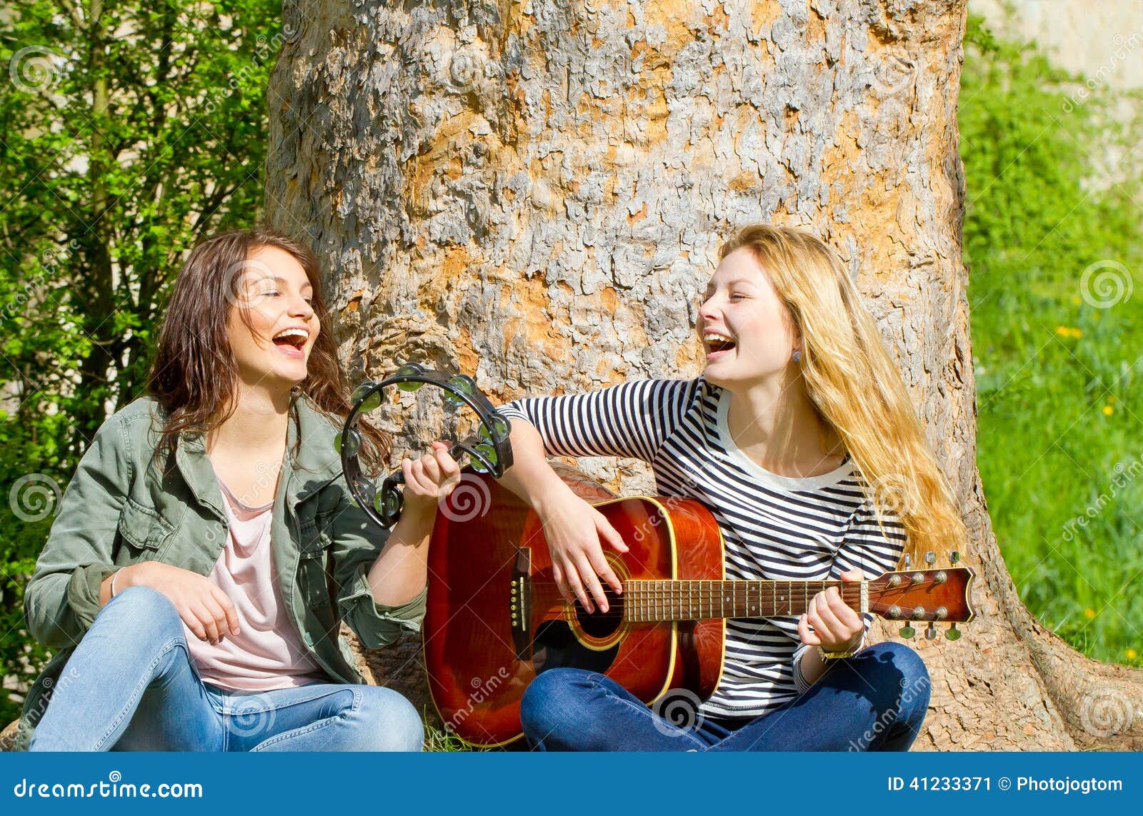 Two Girls Having Fun with Her Instruments Stock Image - Image of beauty ...