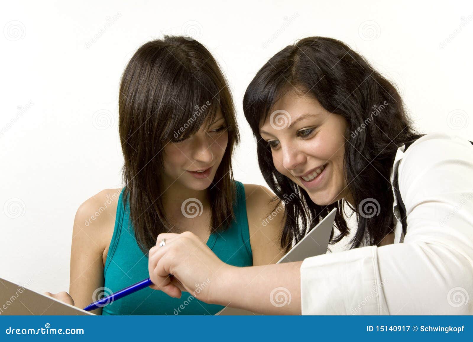 Two girls learning stock image. Image of interchange - 15140917