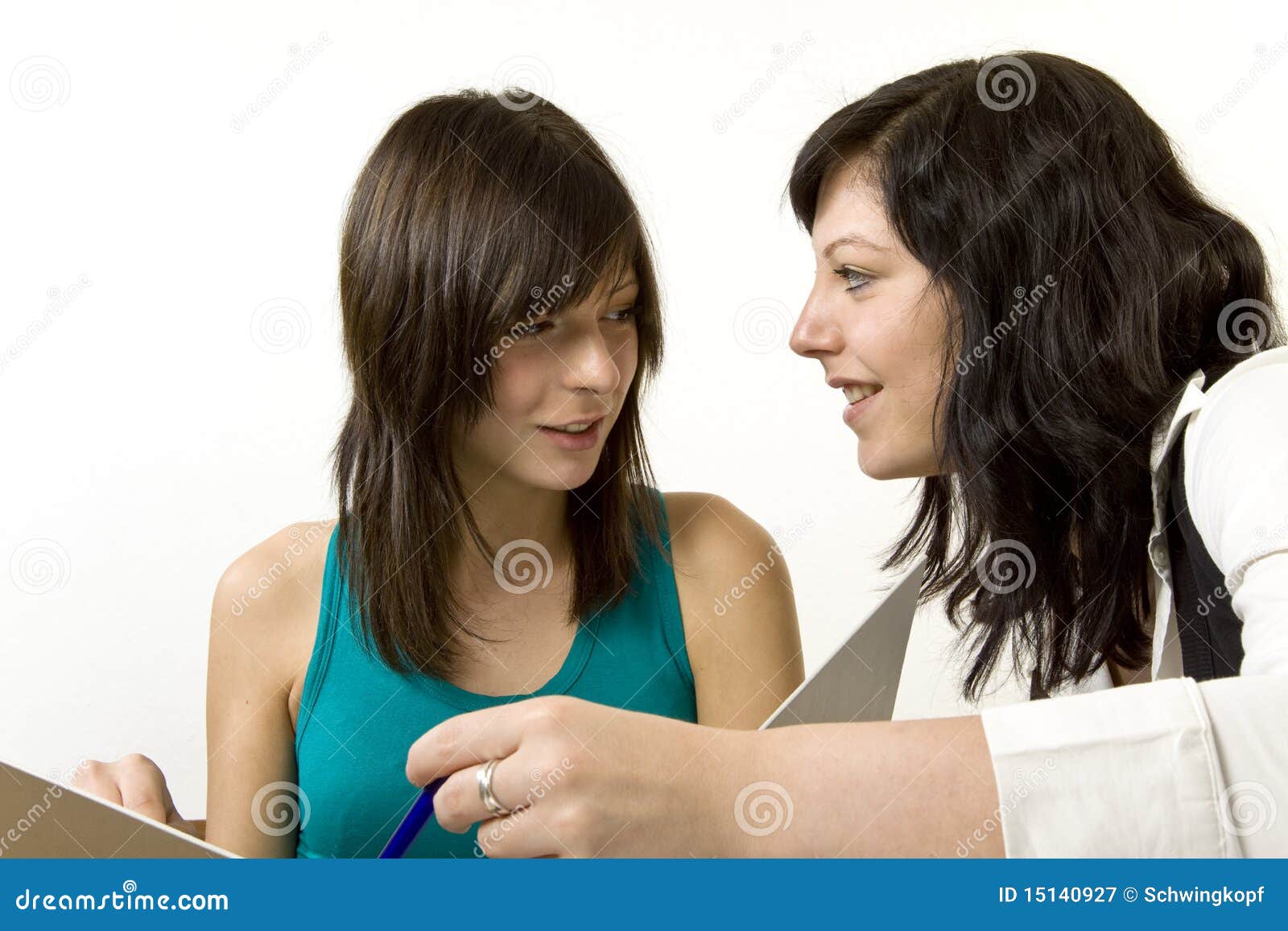 Two girls learning stock image. Image of education, authoring - 15140927