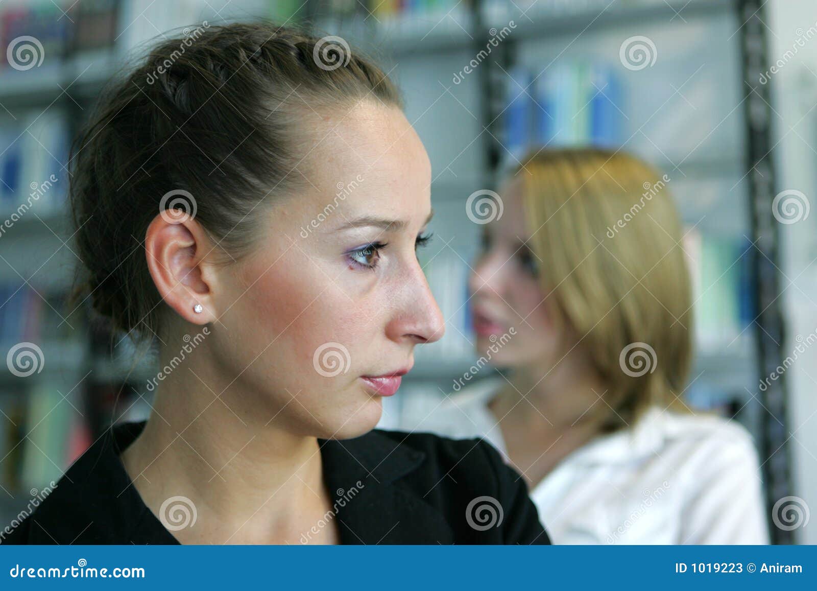 Two girls looking away stock image. Image of posing, happiness - 1019223