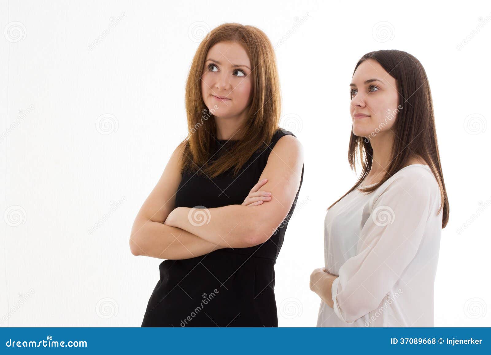 Two Girls Looking To the Side Stock Photo - Image of portrait ...