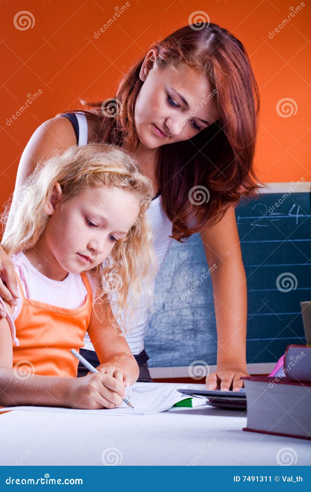 Two girls making homework stock image. Image of building - 7491311