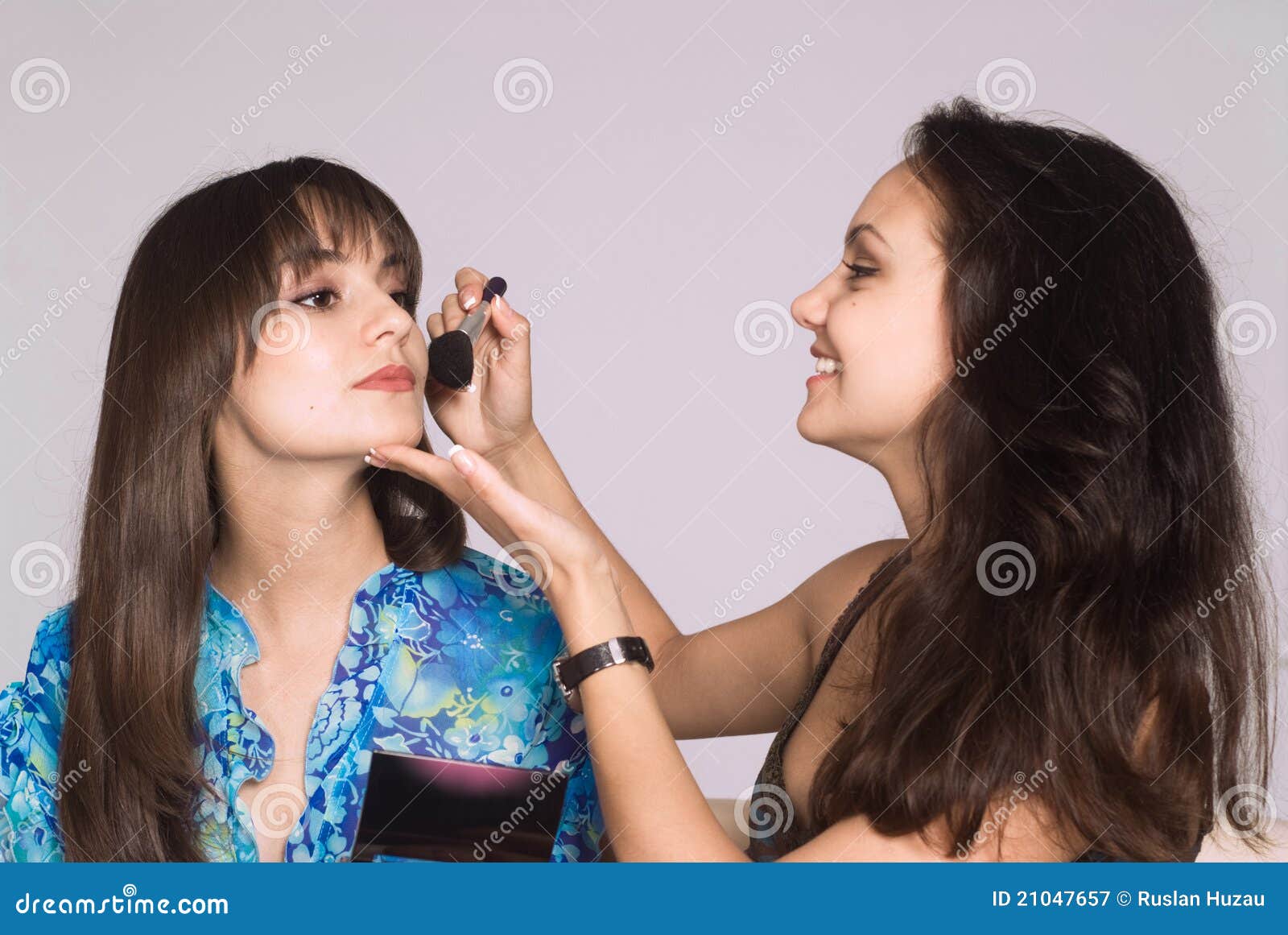 Two girls making up stock image. Image of caucasian, white - 21047657