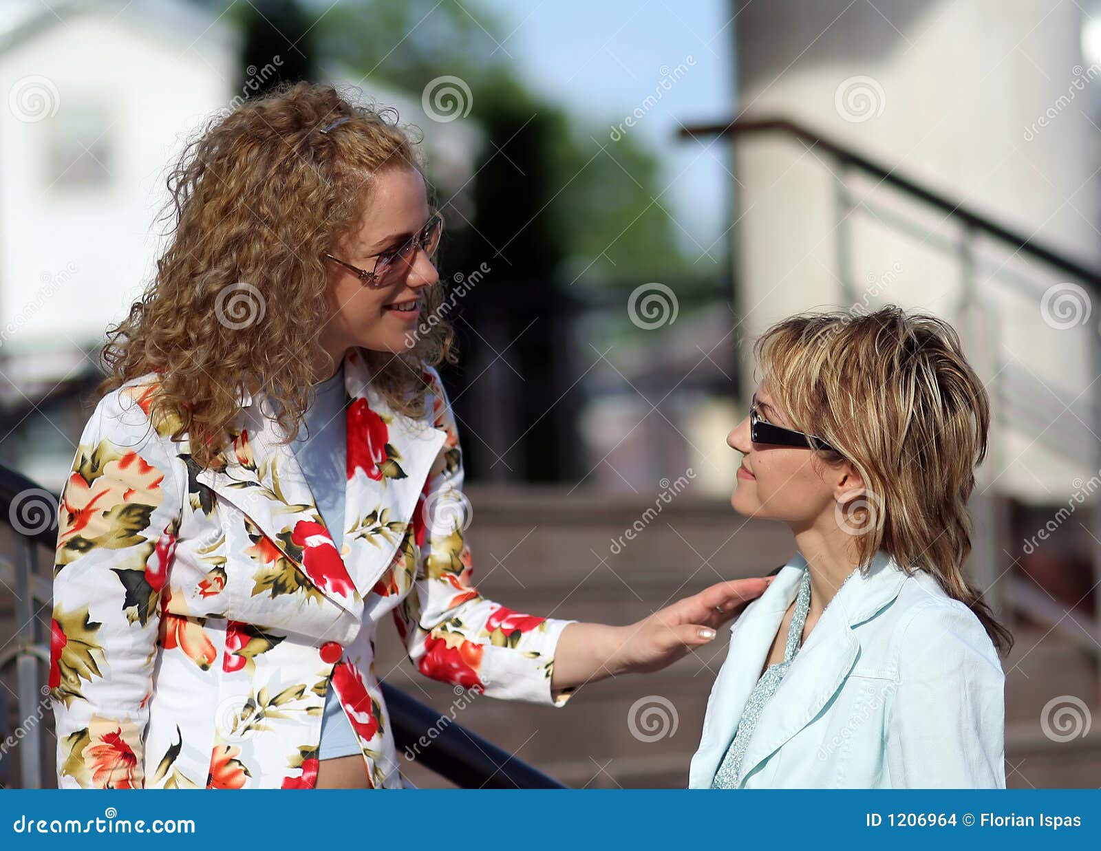 Two Girls Meeting and Talking Stock Photo - Image of young, back: 1206964