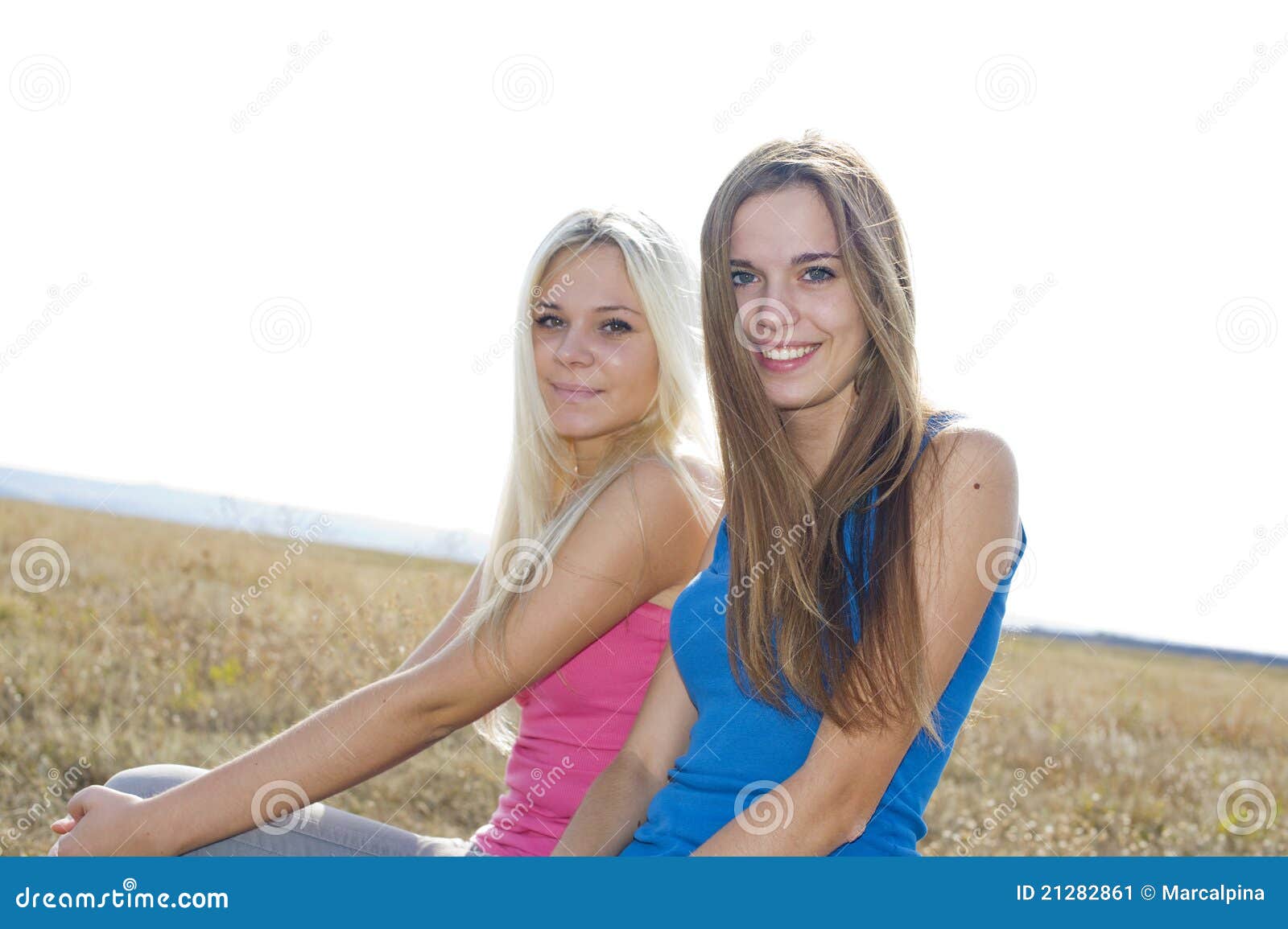 Two Girls Outside, Best Friends Stock Image - Image of pretty, freckles ...