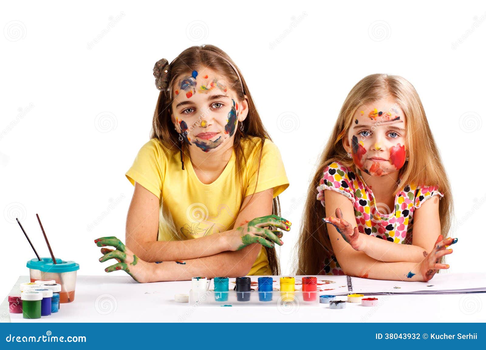 Two girls painted stock photo. Image of isolated, camera - 38043932
