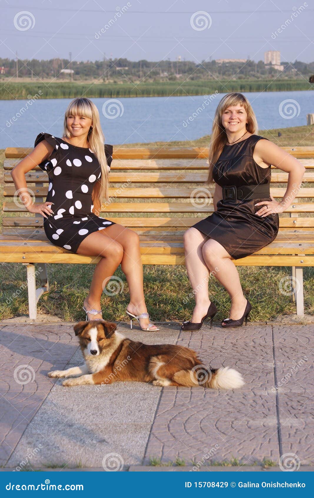 Two Girls in a Park on a Bench Stock Image - Image of look, public ...