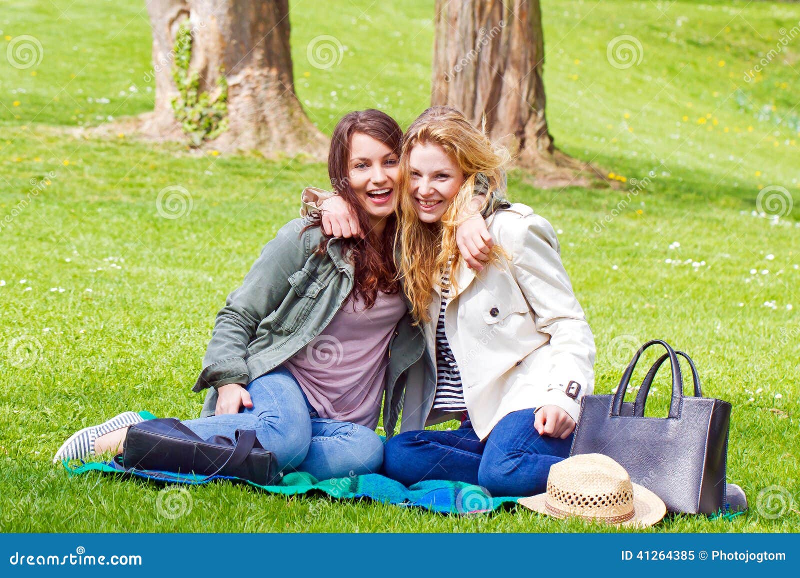 Two girls in the park stock image. Image of beauty, careless - 41264385