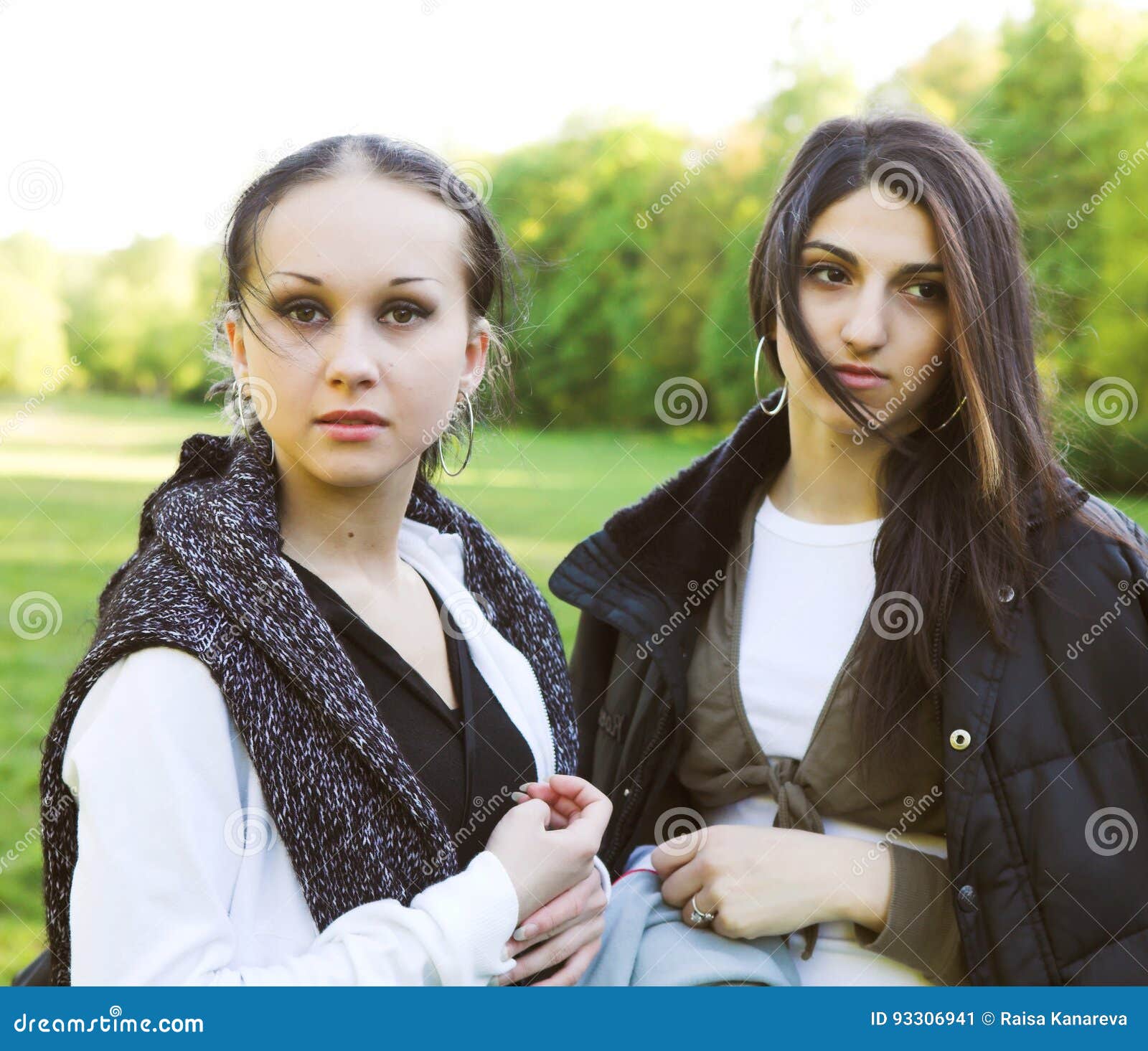 Two Girls in Park Summer Time Stock Image - Image of happiness, love ...