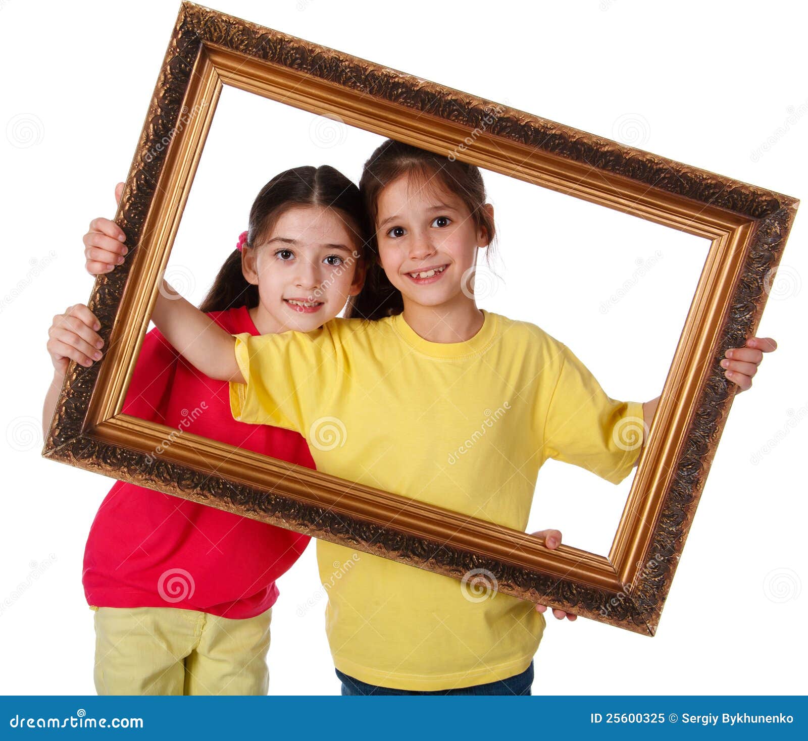 Two Girls with a Picture Frame Stock Image - Image of girlfriend ...