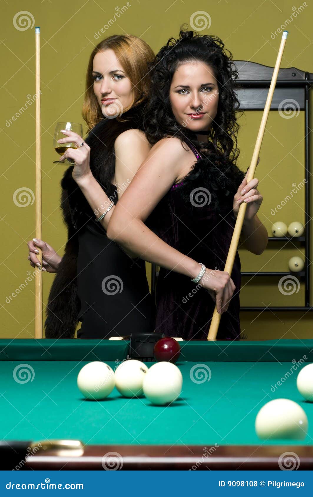 Two Girls are Playing Billiards Stock Photo - Image of aiming, girls ...