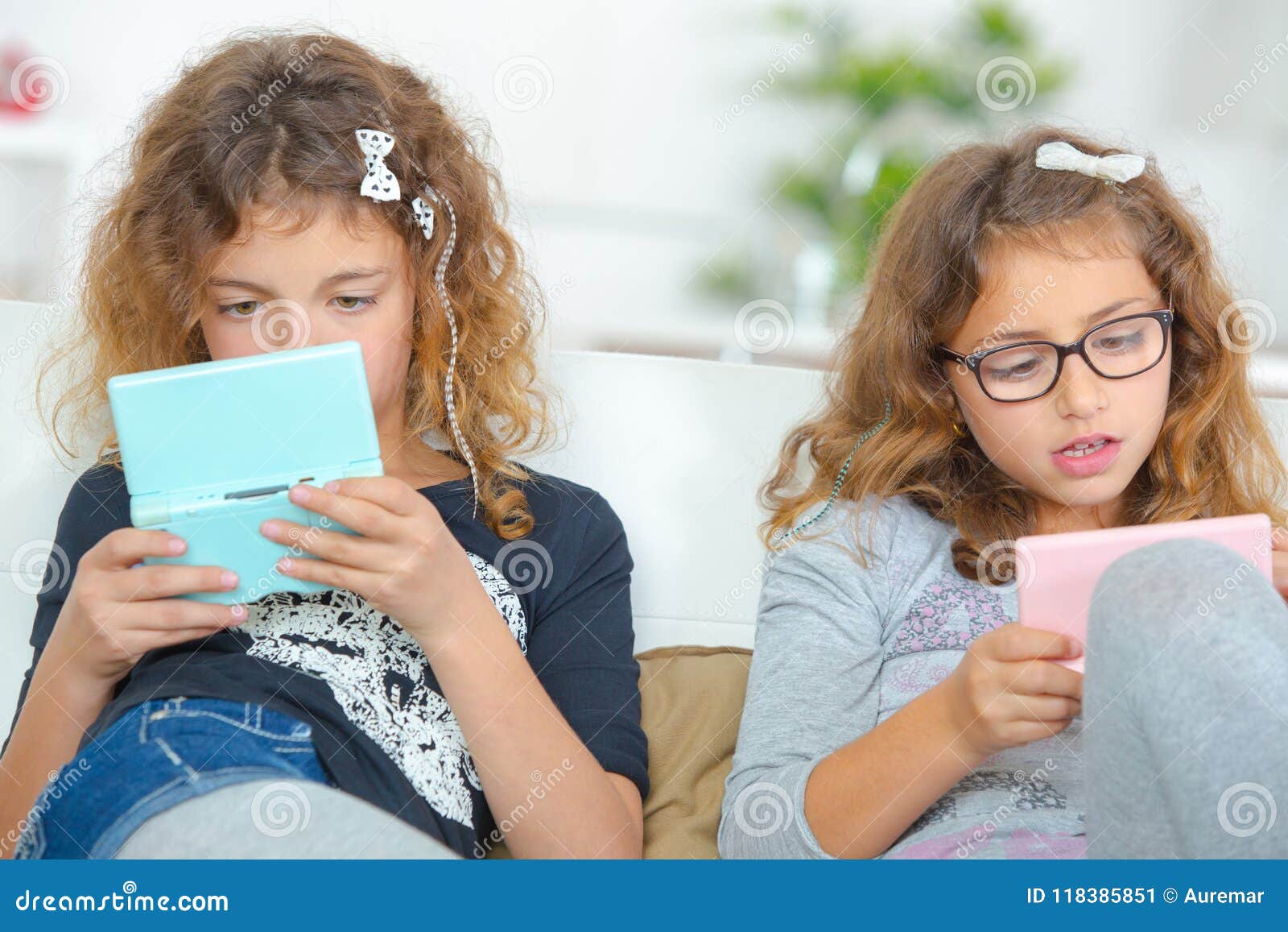 Two Girls Playing Computer Games Stock Image - Image of education ...