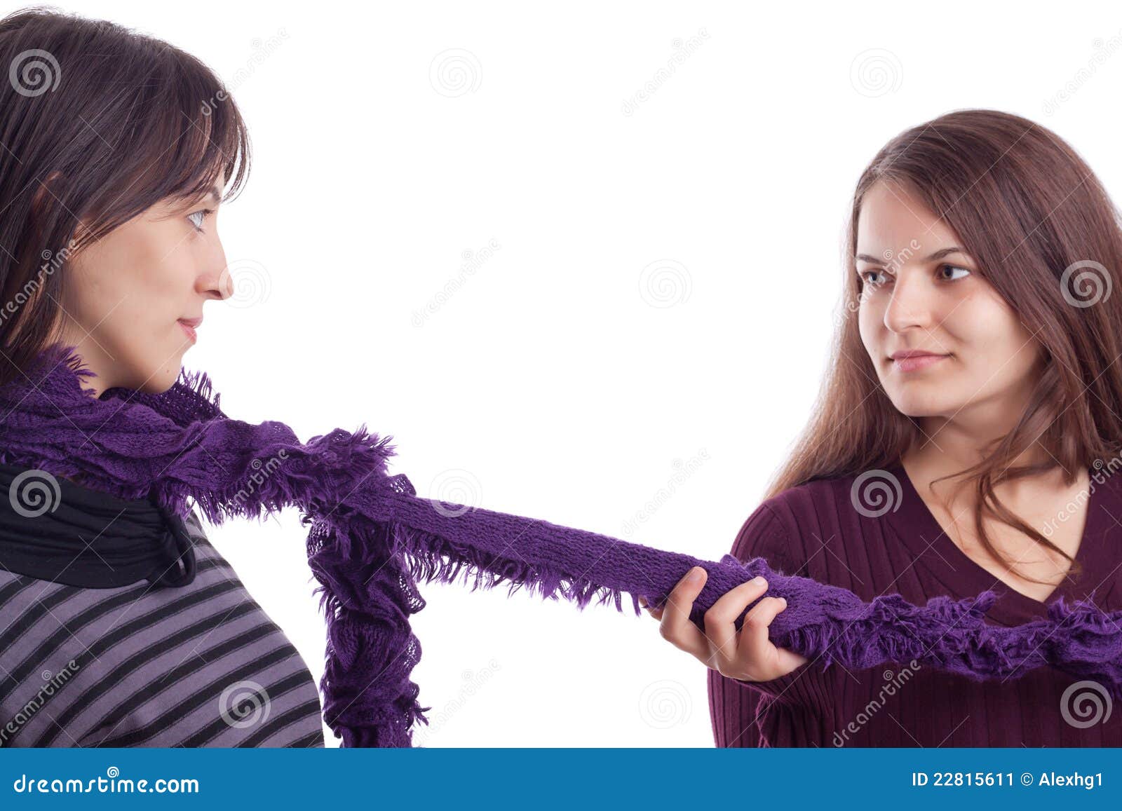 Two Girls Playing with a Scarf Stock Image - Image of attractive, hair ...