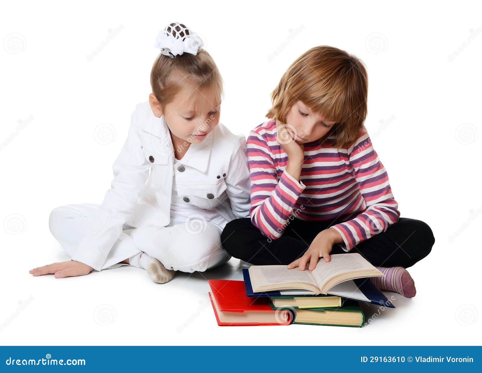 Two girls read the book stock photo. Image of childhood - 29163610