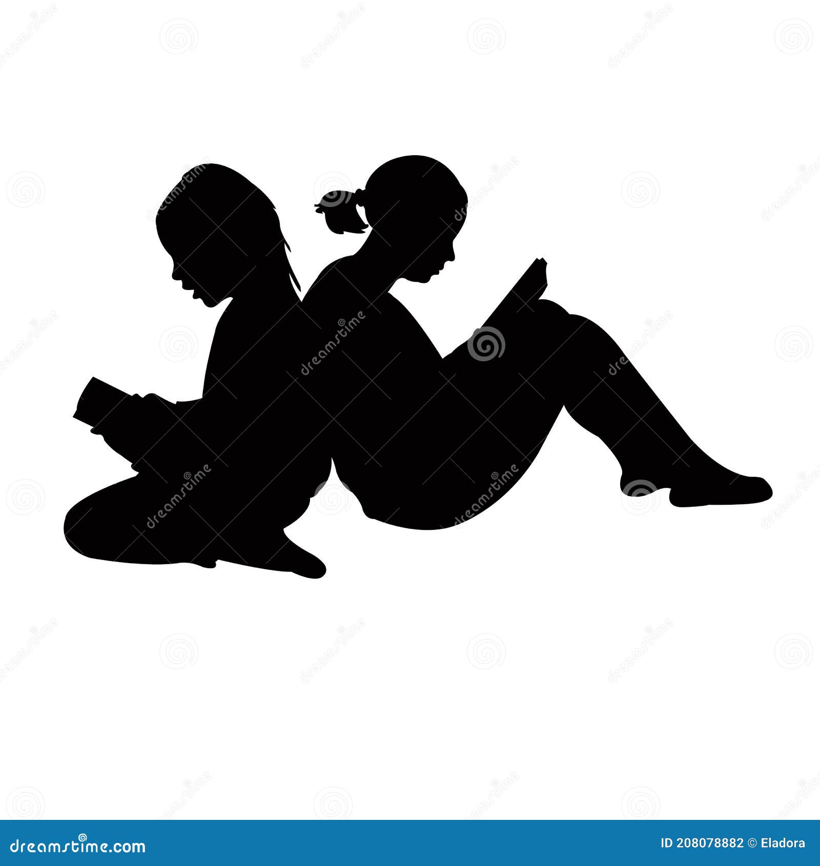Two Girls Reading Book, Body Silhouette Vector Stock Vector ... Two Girls Reading Book, Body Silhouette Vector Stock Vector ...