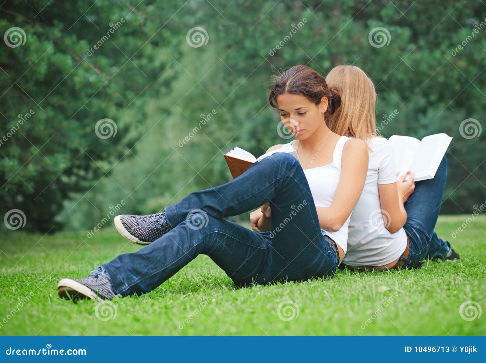 Two girls reading books stock image. Image of human, face - 10496713