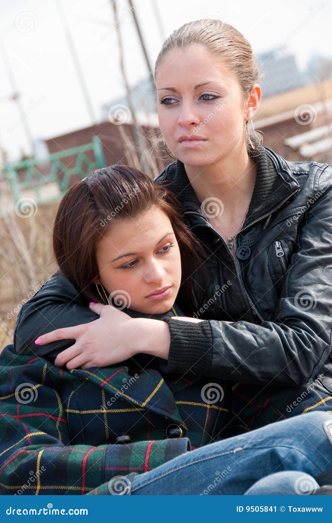 Two girls relax in a park stock image. Image of friendship - 9505841