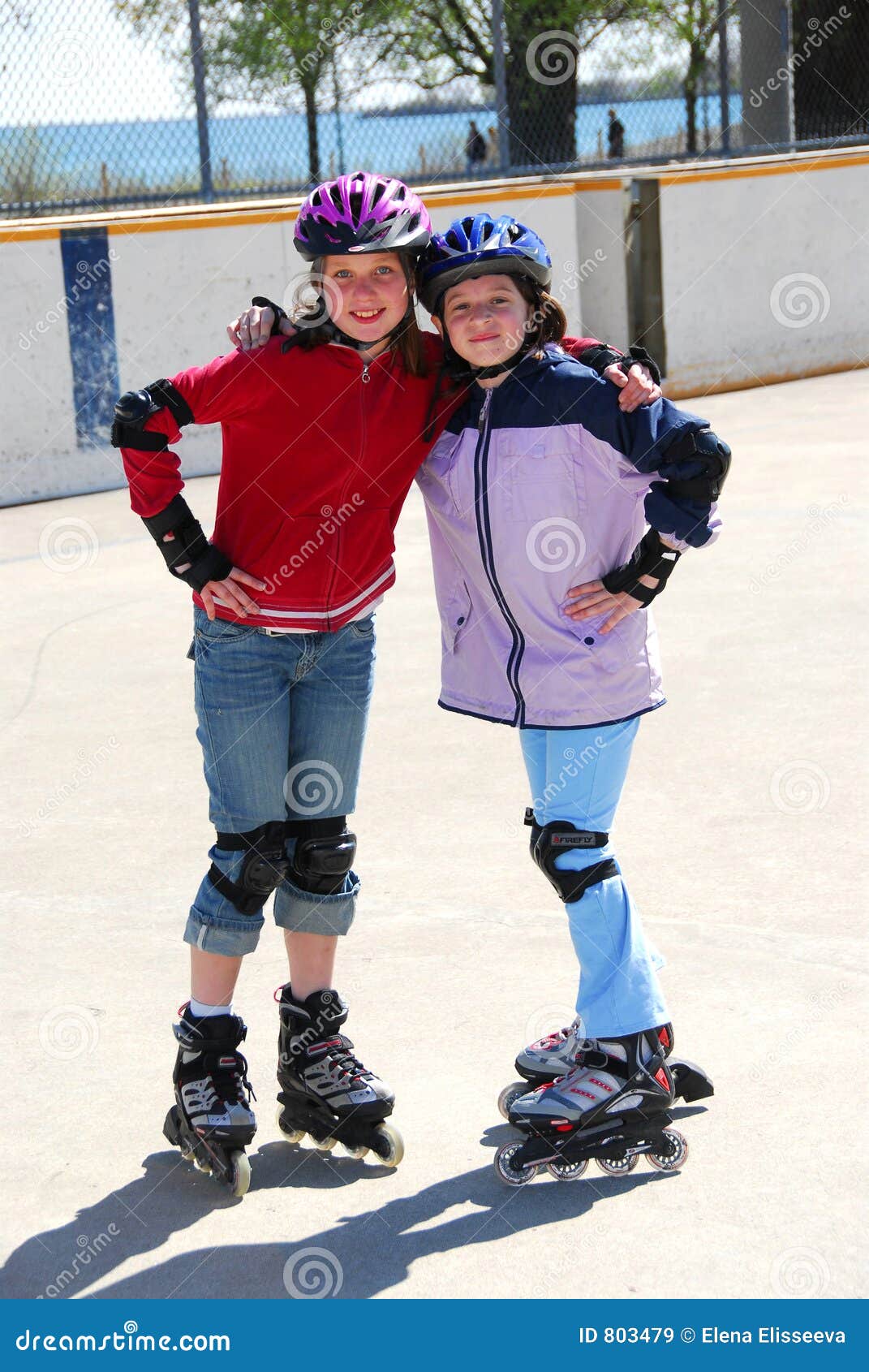 Two girls rollerblading stock image. Image of playing, safe - 803479
