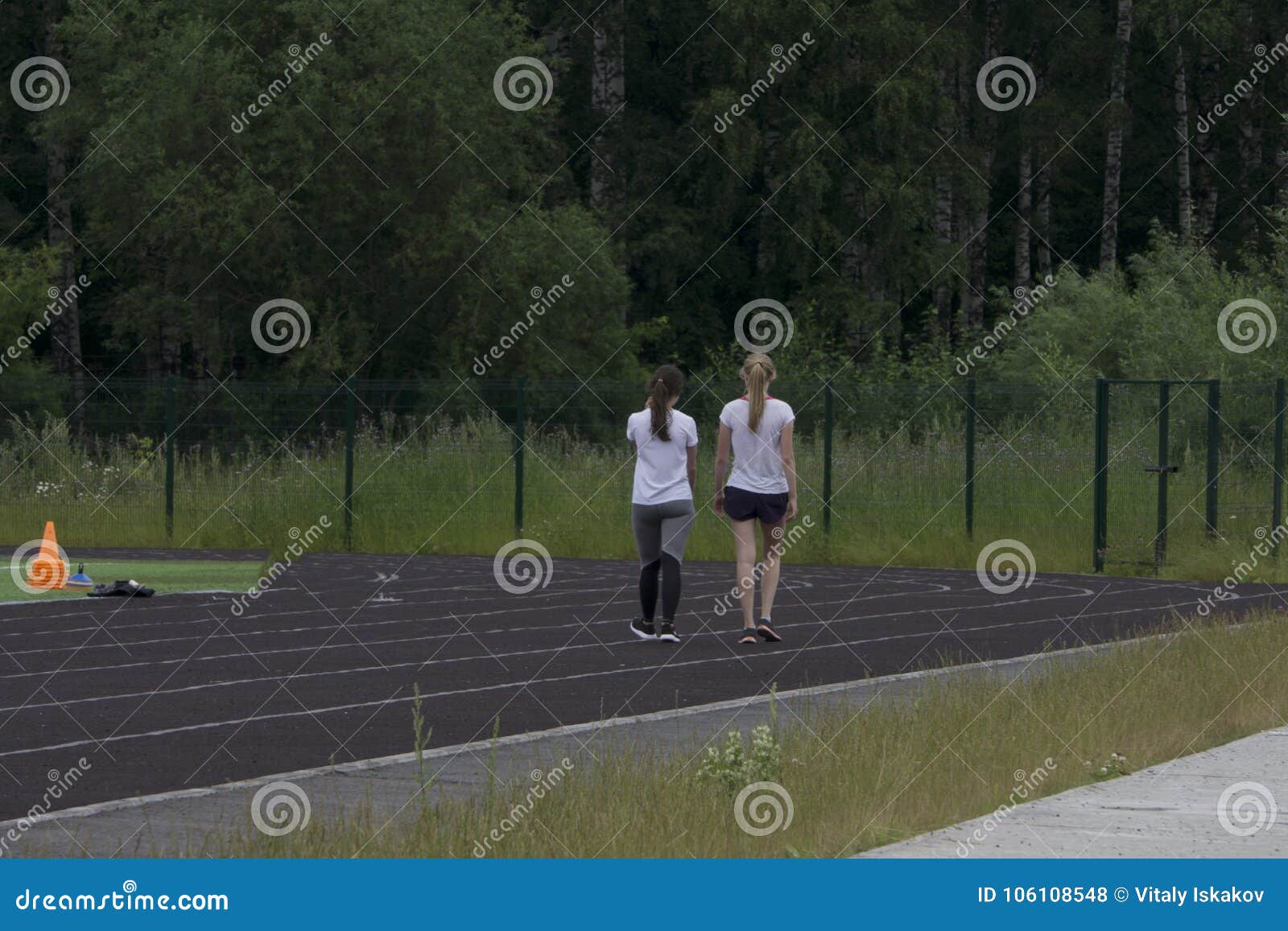 Two Girls Run Along the Paths Editorial Stock Photo - Image of ...