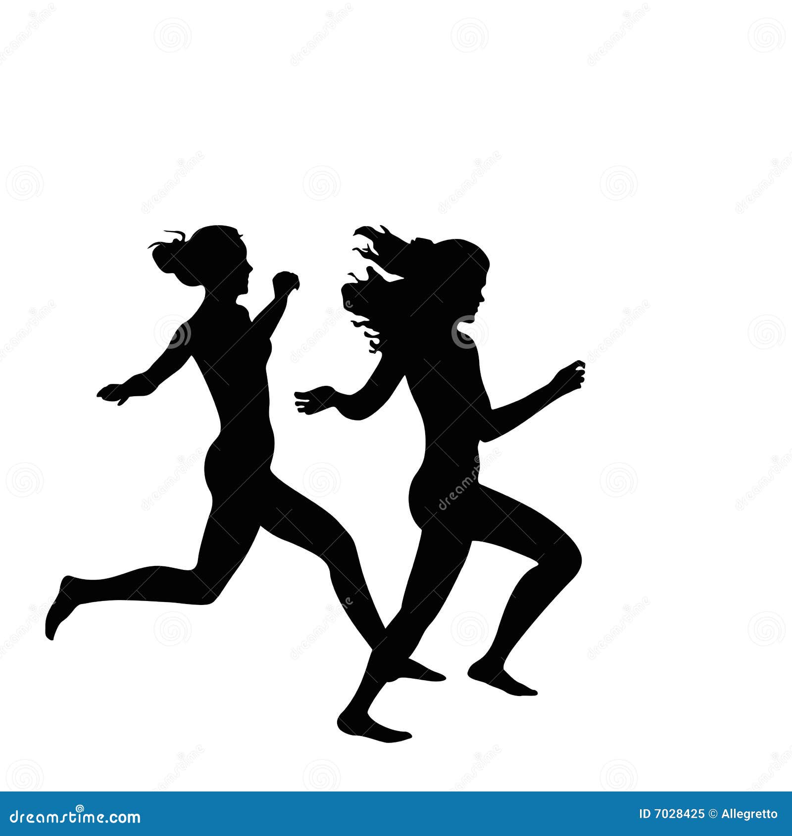 Two girls running stock illustration. Illustration of body - 7028425