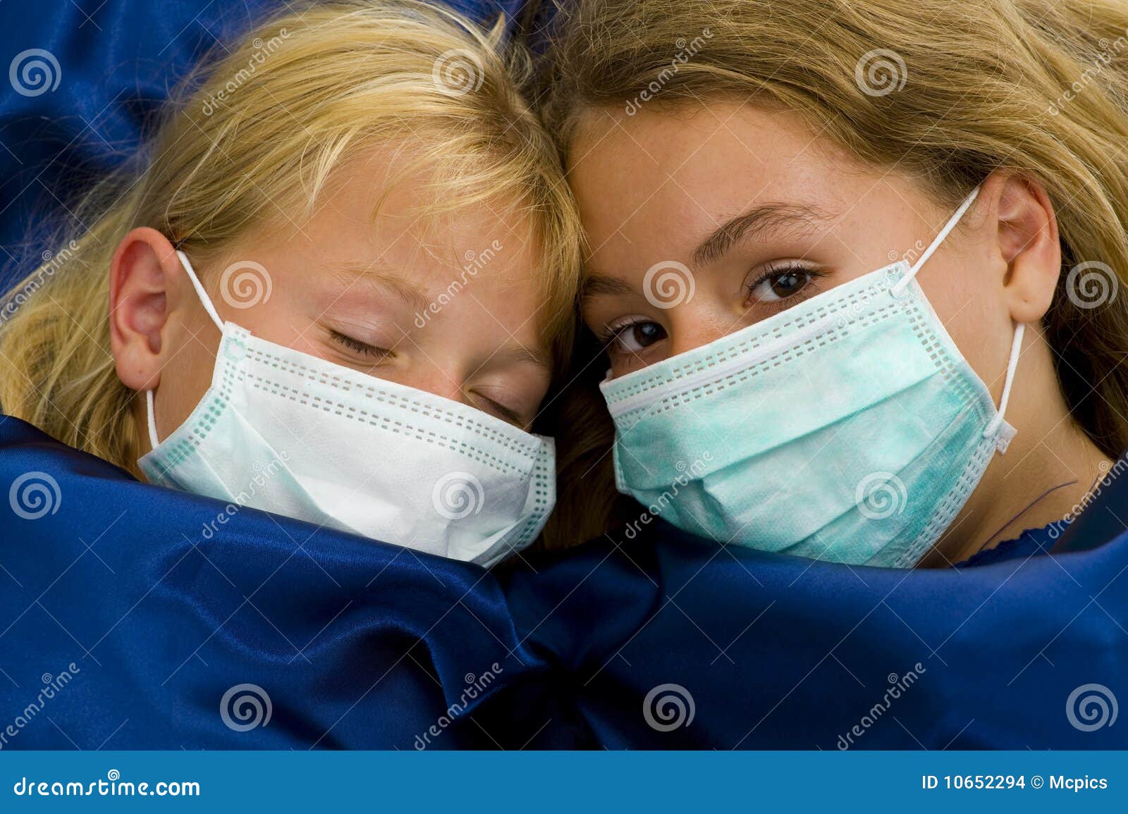 Two girls sick in bed stock photo. Image of face, epidemic - 10652294