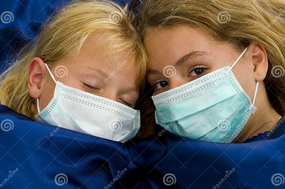 Two girls sick in bed stock photo. Image of face, epidemic - 10652294