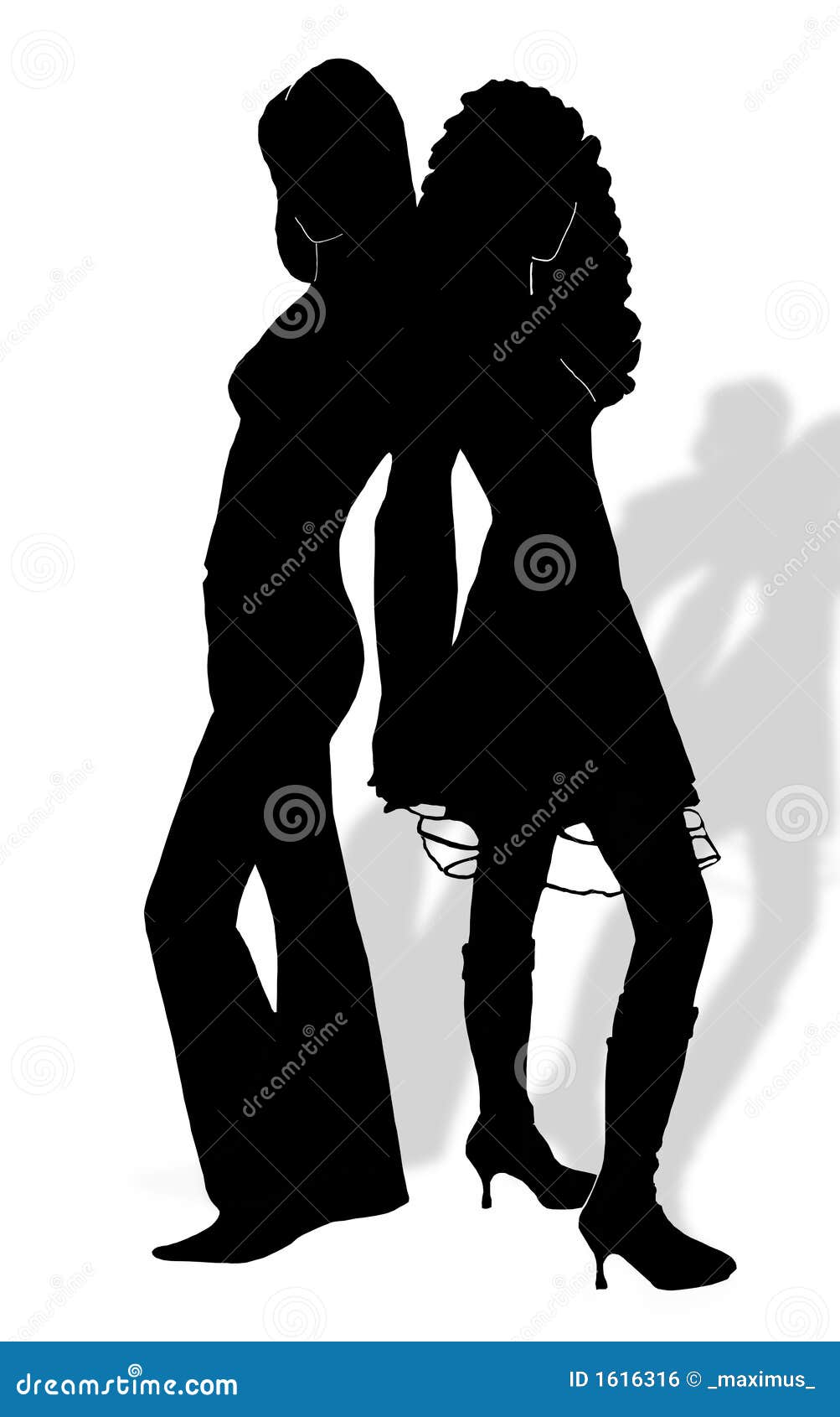 Two Girls Silhouette Back To Back