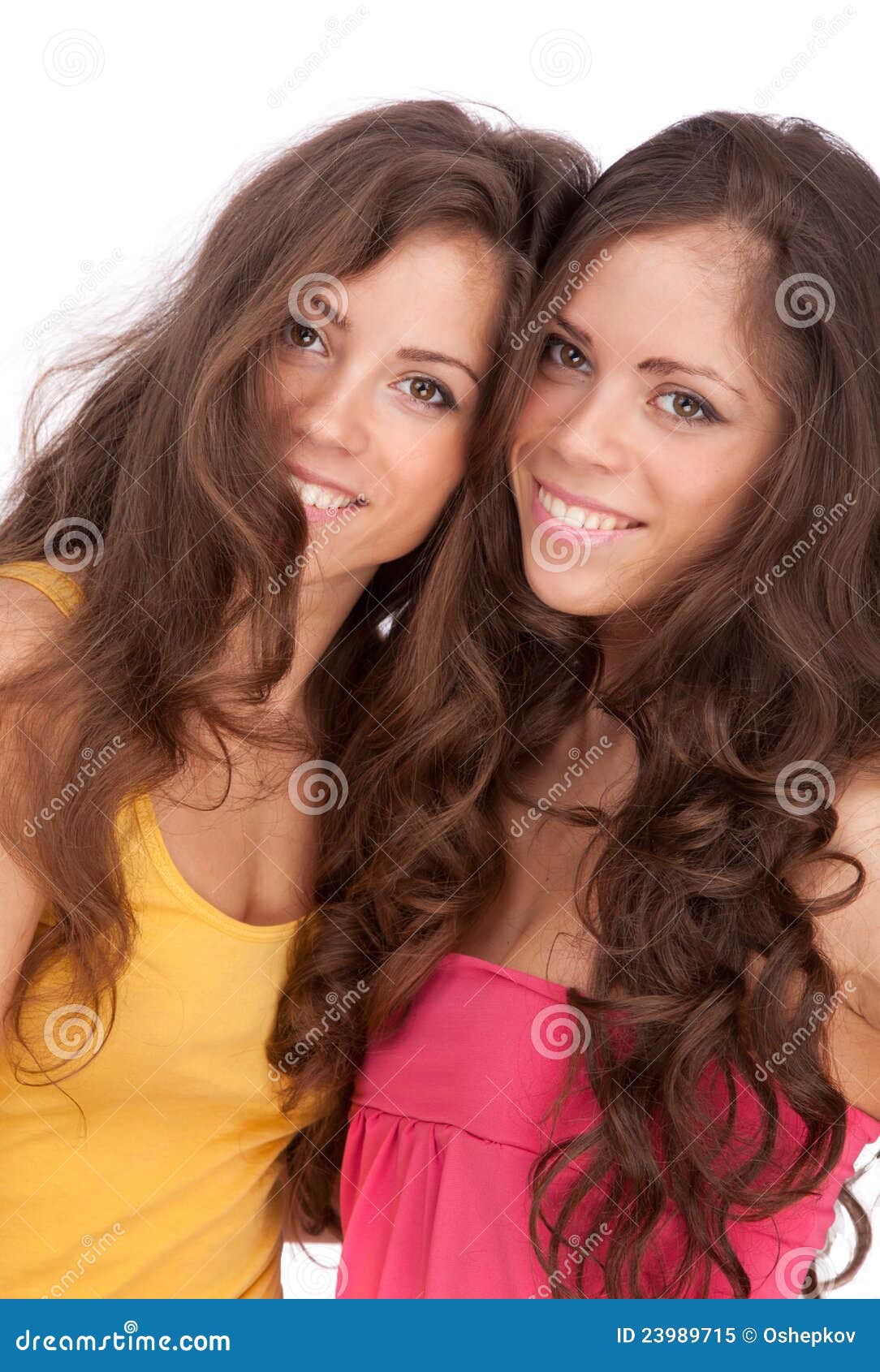 Two Girls Sisters - GEMINI On A White Background Stock Image - Image of ...