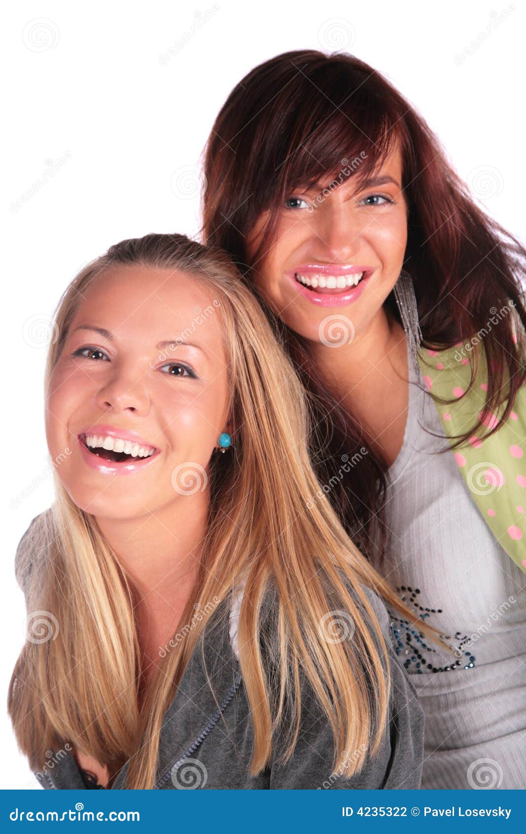 Two girls smiling stock photo. Image of entertainment - 4235322