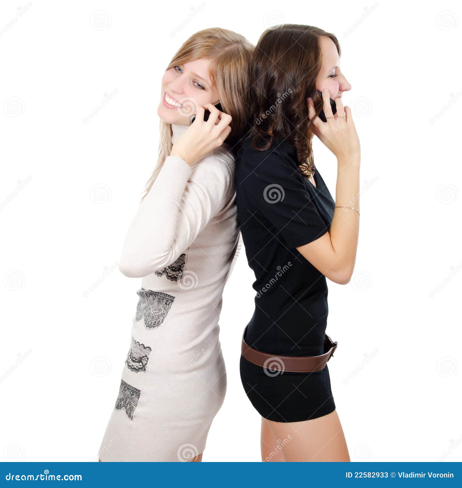 Two Girls Speak on the Phone Stock Image - Image of emotional, chat ...