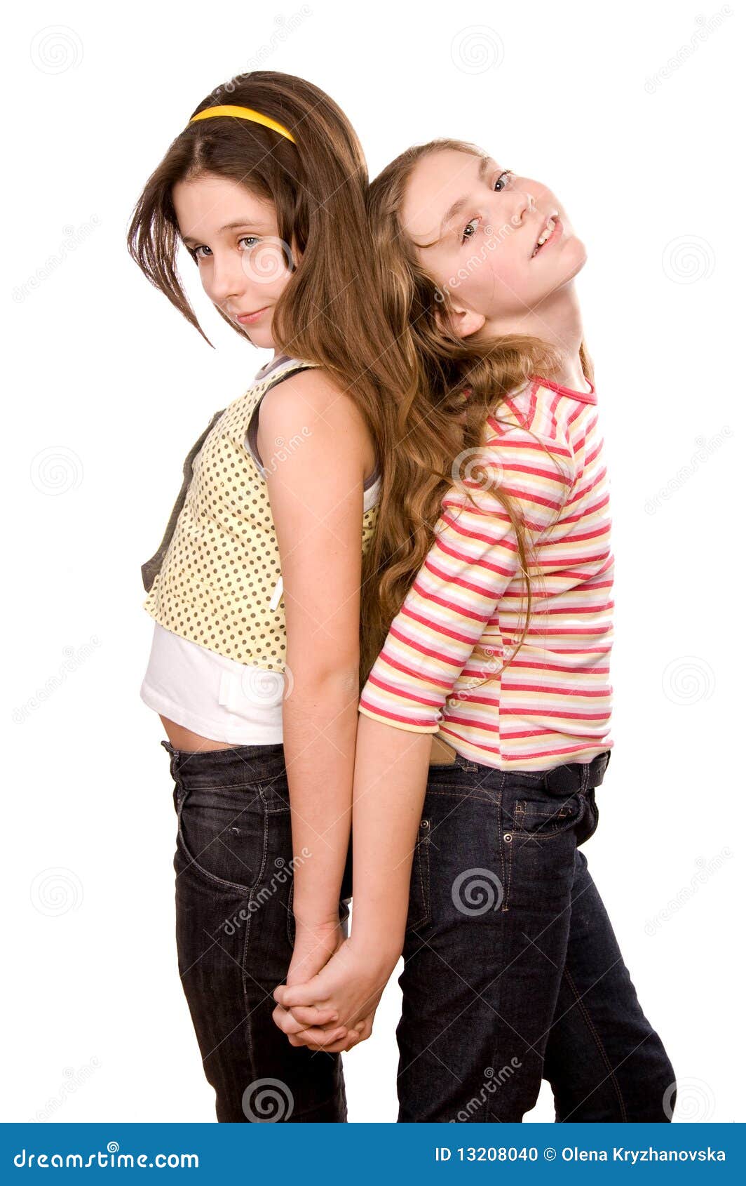 Two Girls Standing and Embracing Hands Stock Photo - Image of life ...