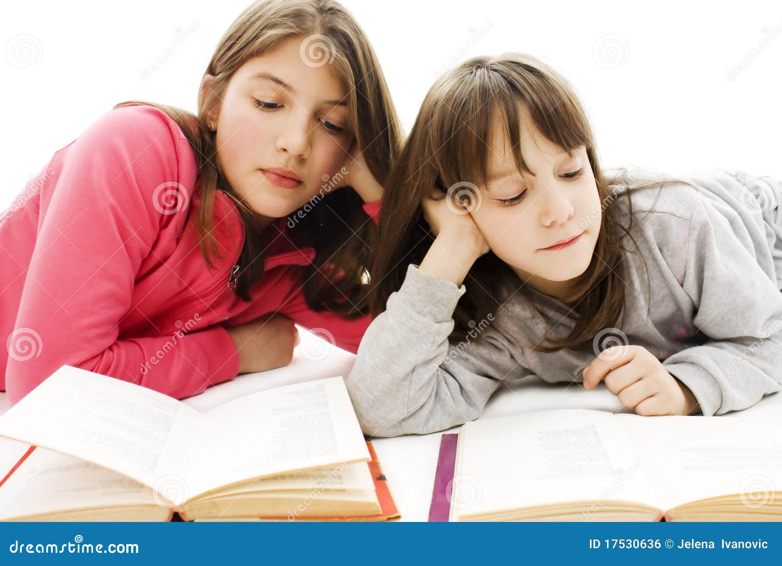 Two Girls Students Studying on the Floor Stock Photo - Image of body ...