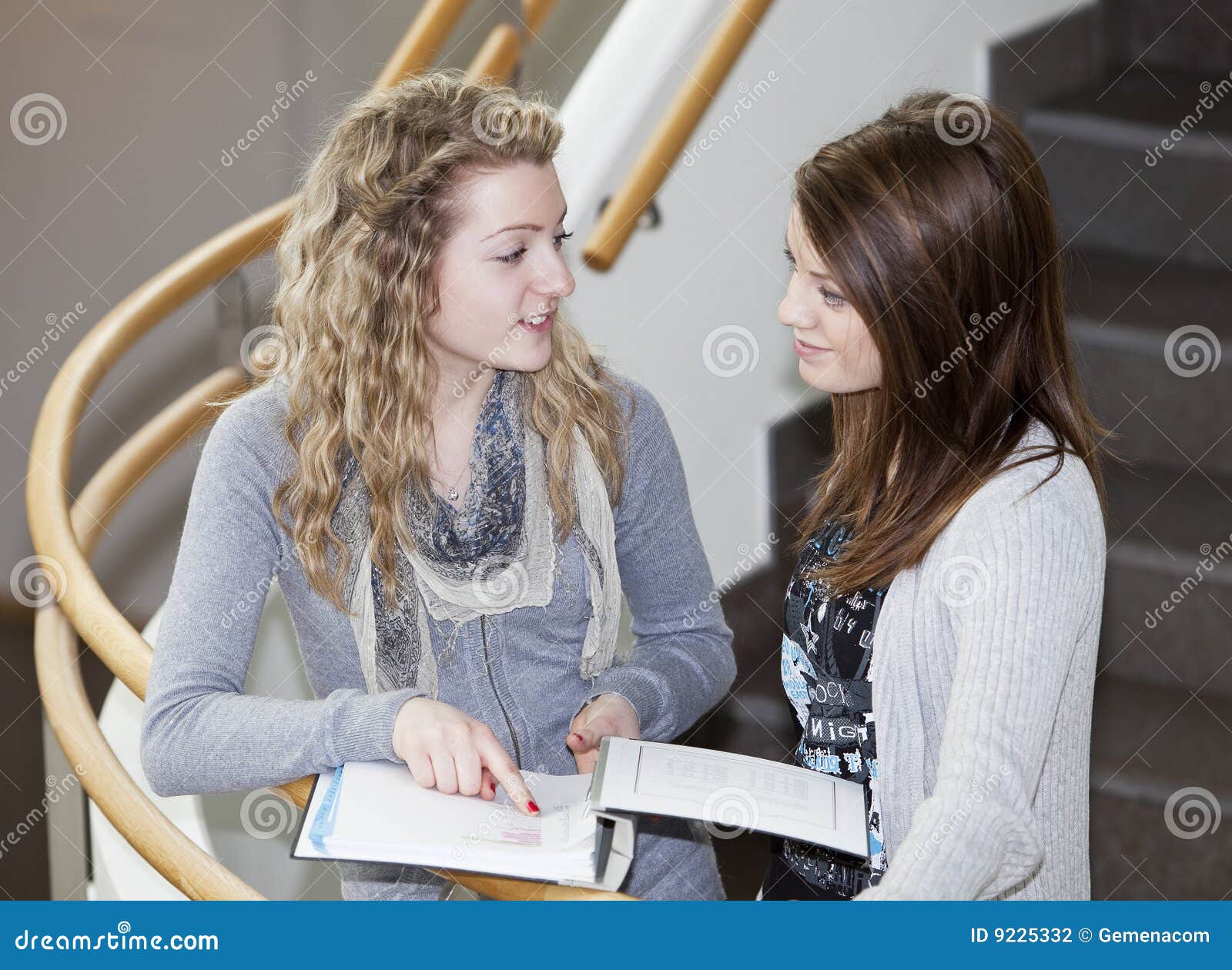 Two girls studying stock photo. Image of learning, point - 9225332