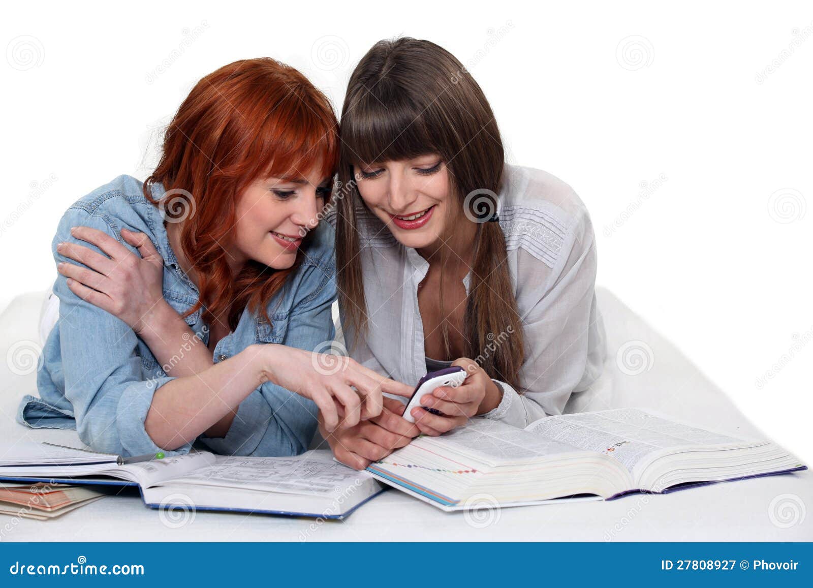 Two Girls Studying Together Stock Image - Image of girls, academic ...
