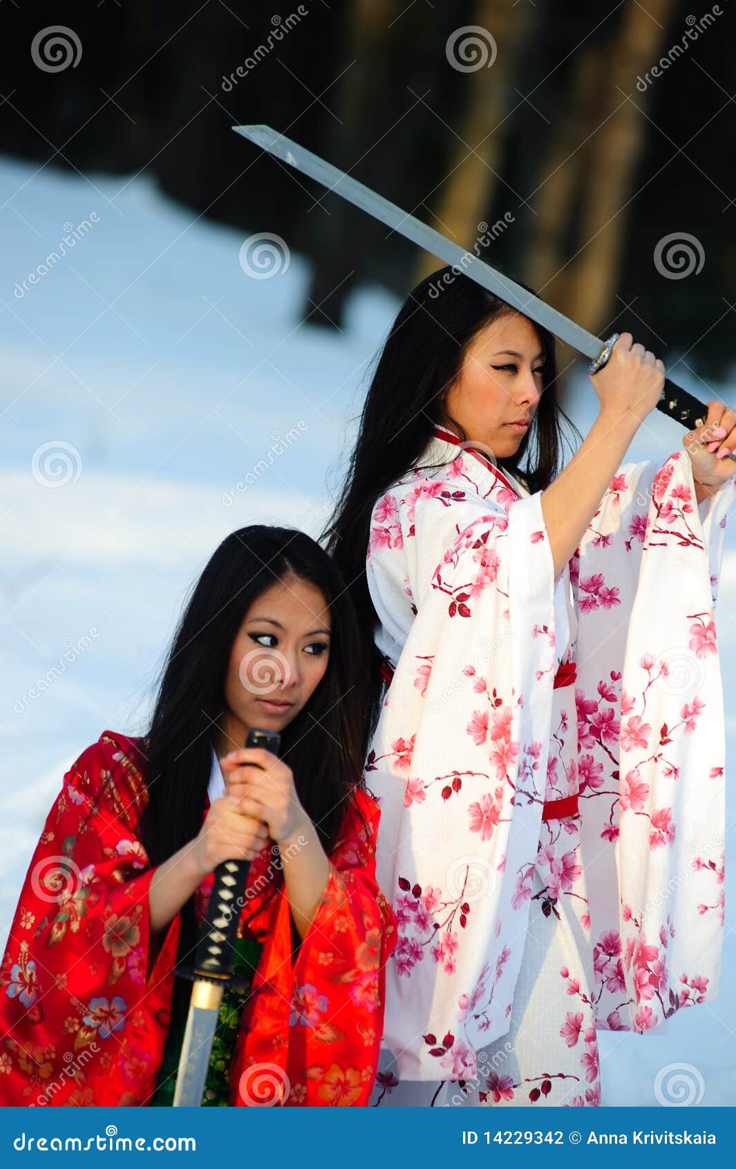 Two Girls about a Sword in Hands Stock Photo - Image of defending ...