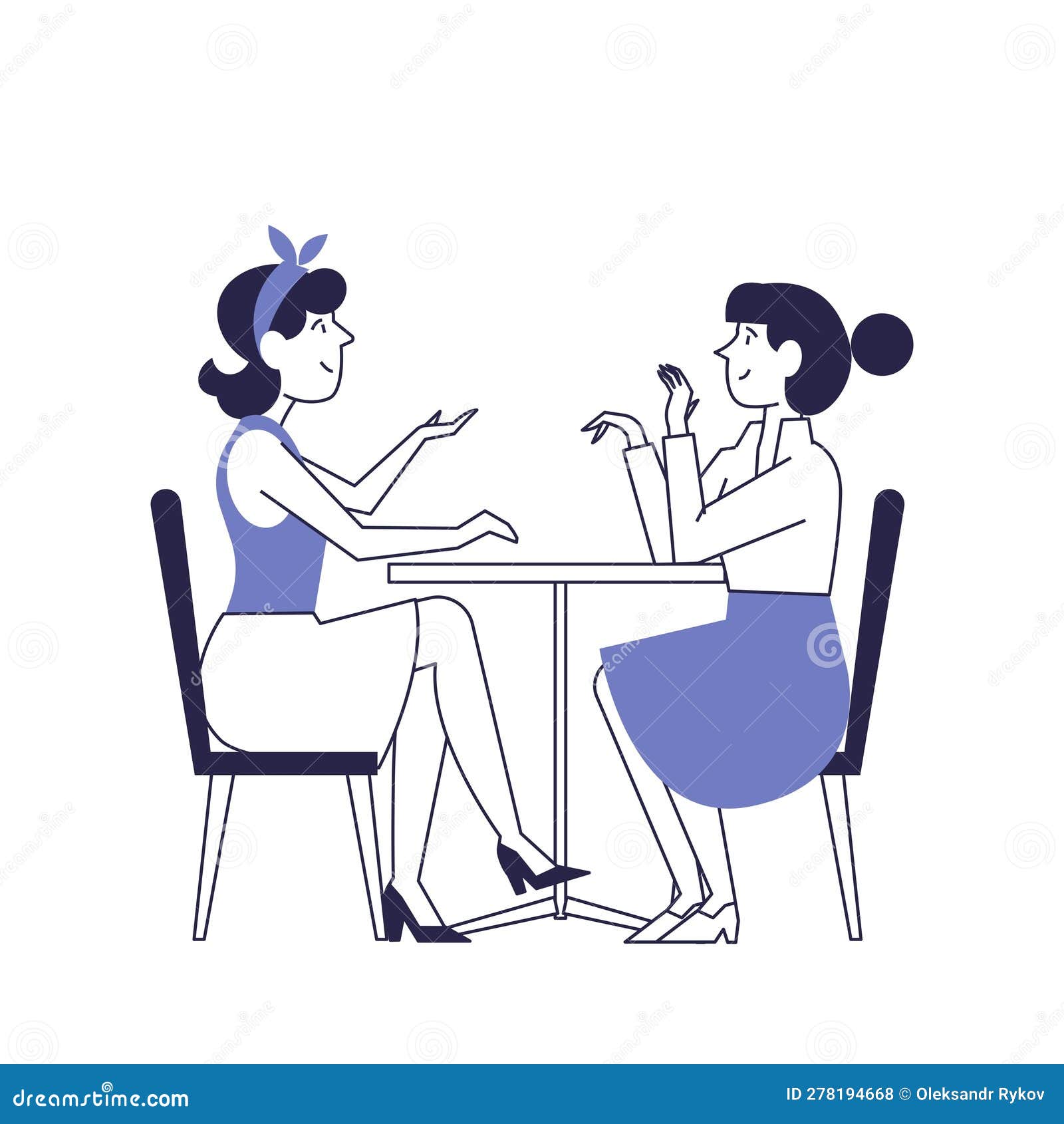 Two girls are talking stock vector. Illustration of coffee - 278194668