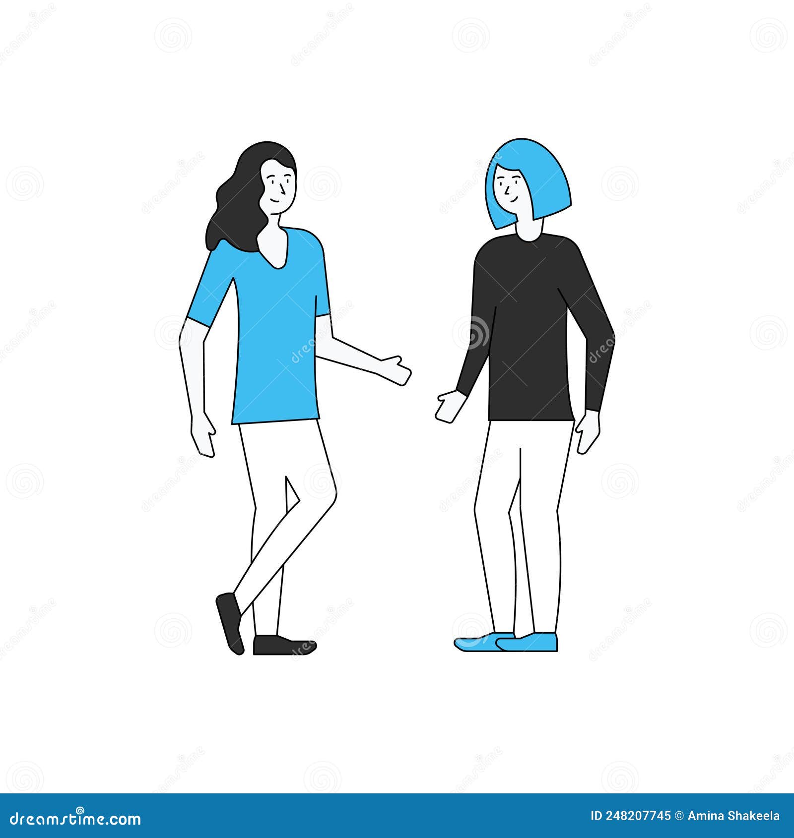 The Two Girls are Talking To Each Other Stock Vector - Illustration of ...