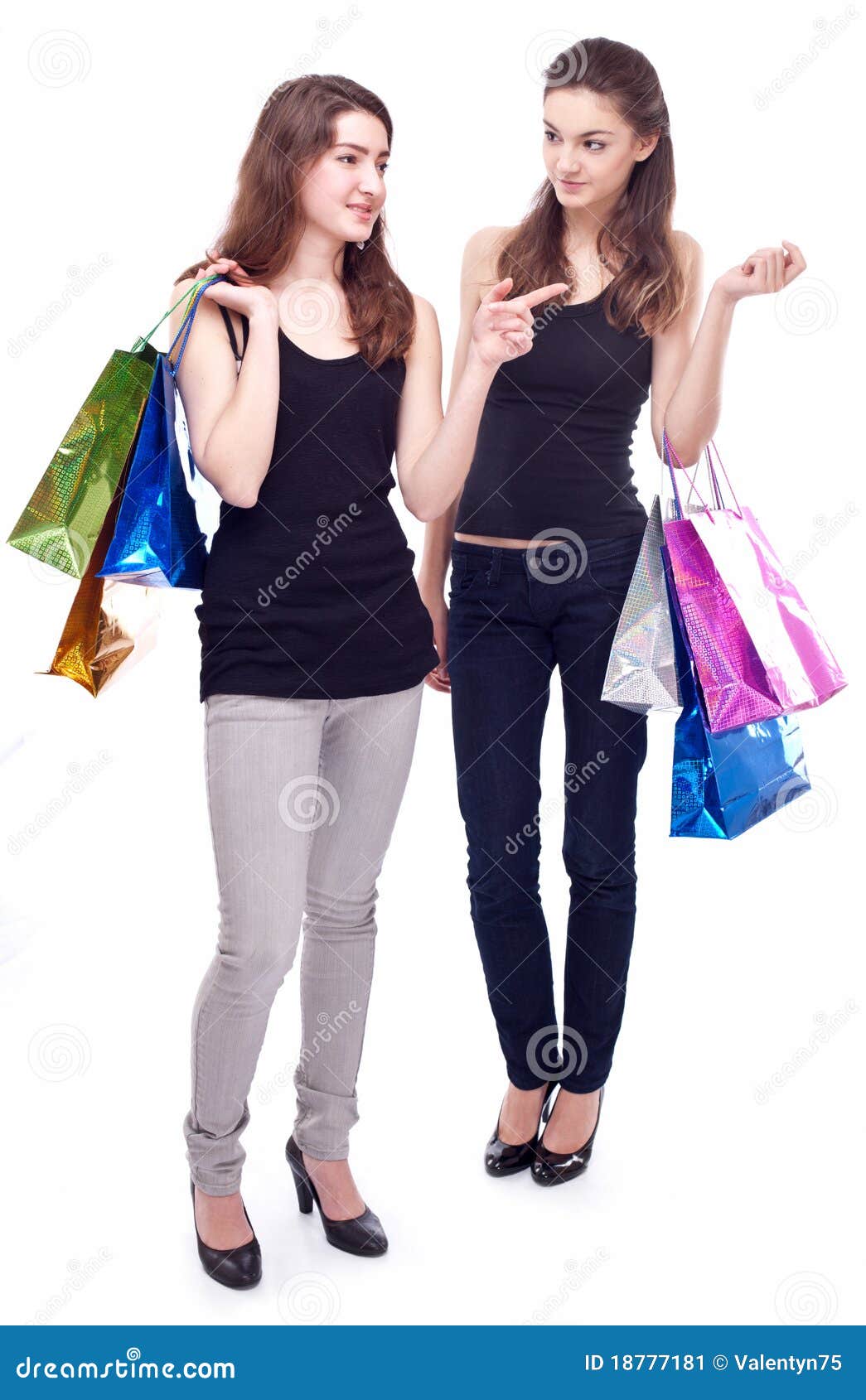 Two Girls with Their Purchases. Stock Image - Image of retail, happy ...