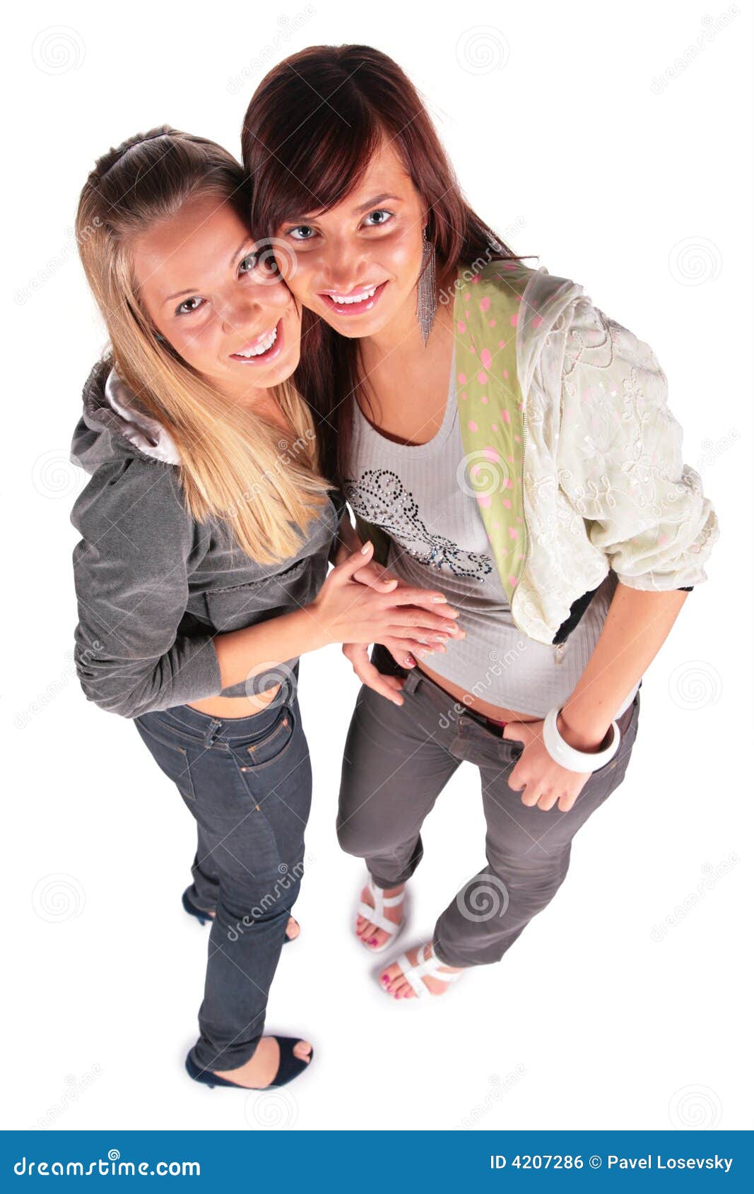 Two girls top view stock photo. Image of blonde, human - 4207286
