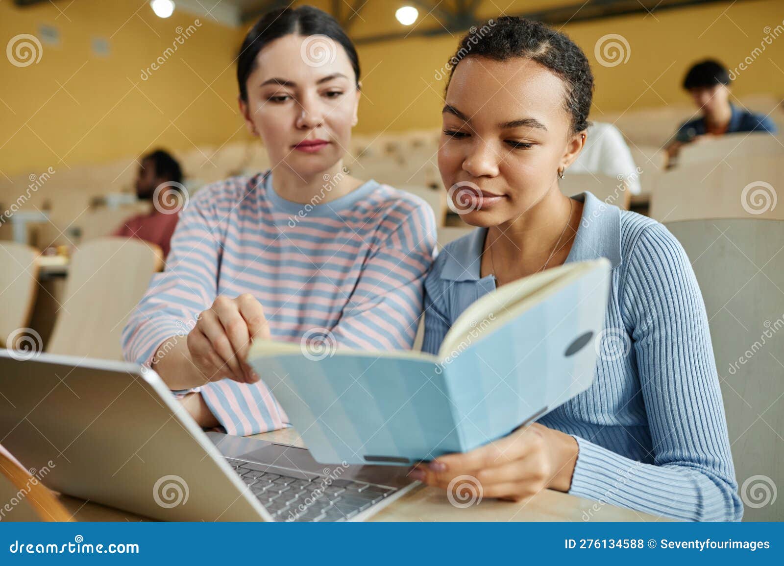 Two Girls Using Laptop during Their Study Stock Photo - Image of ...