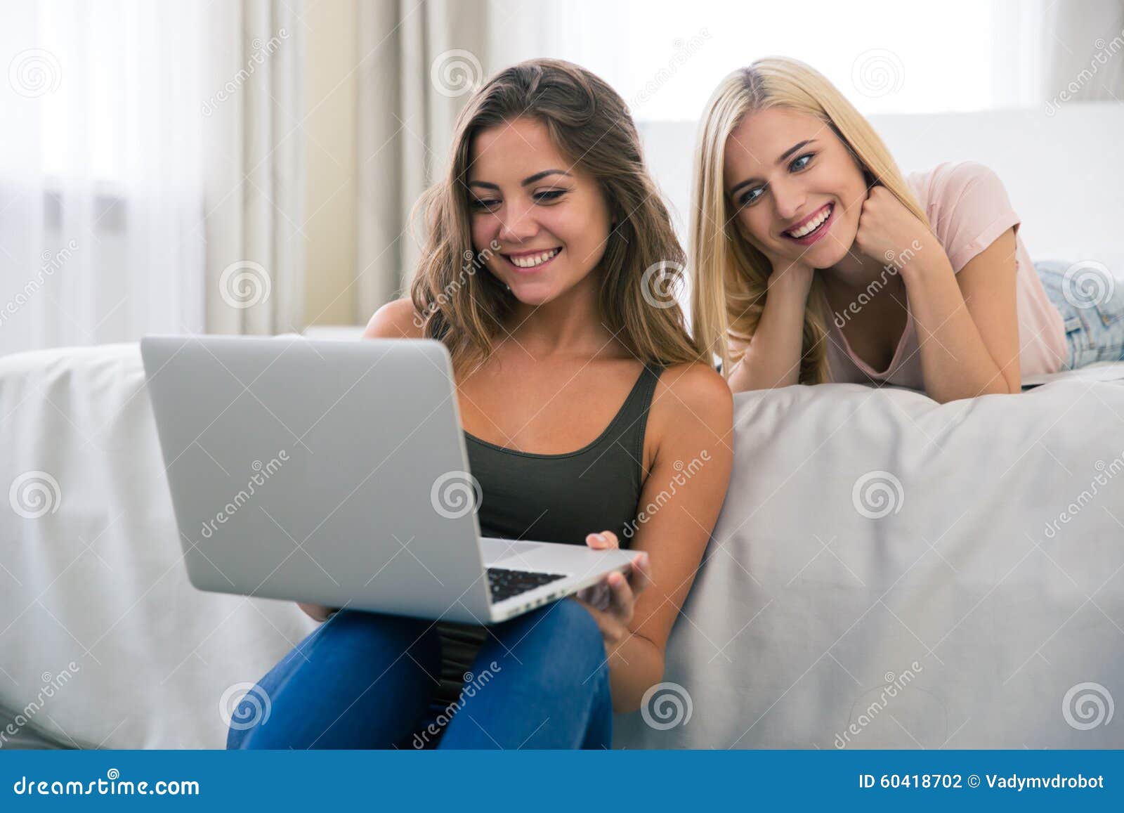 Two Girls Using Tablet Computer Together Stock Photo - Image of ...