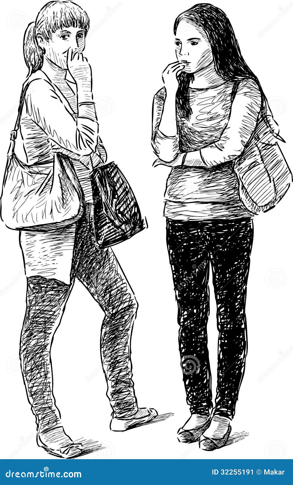 Two girls stock vector. Illustration of woman, adult - 32255191