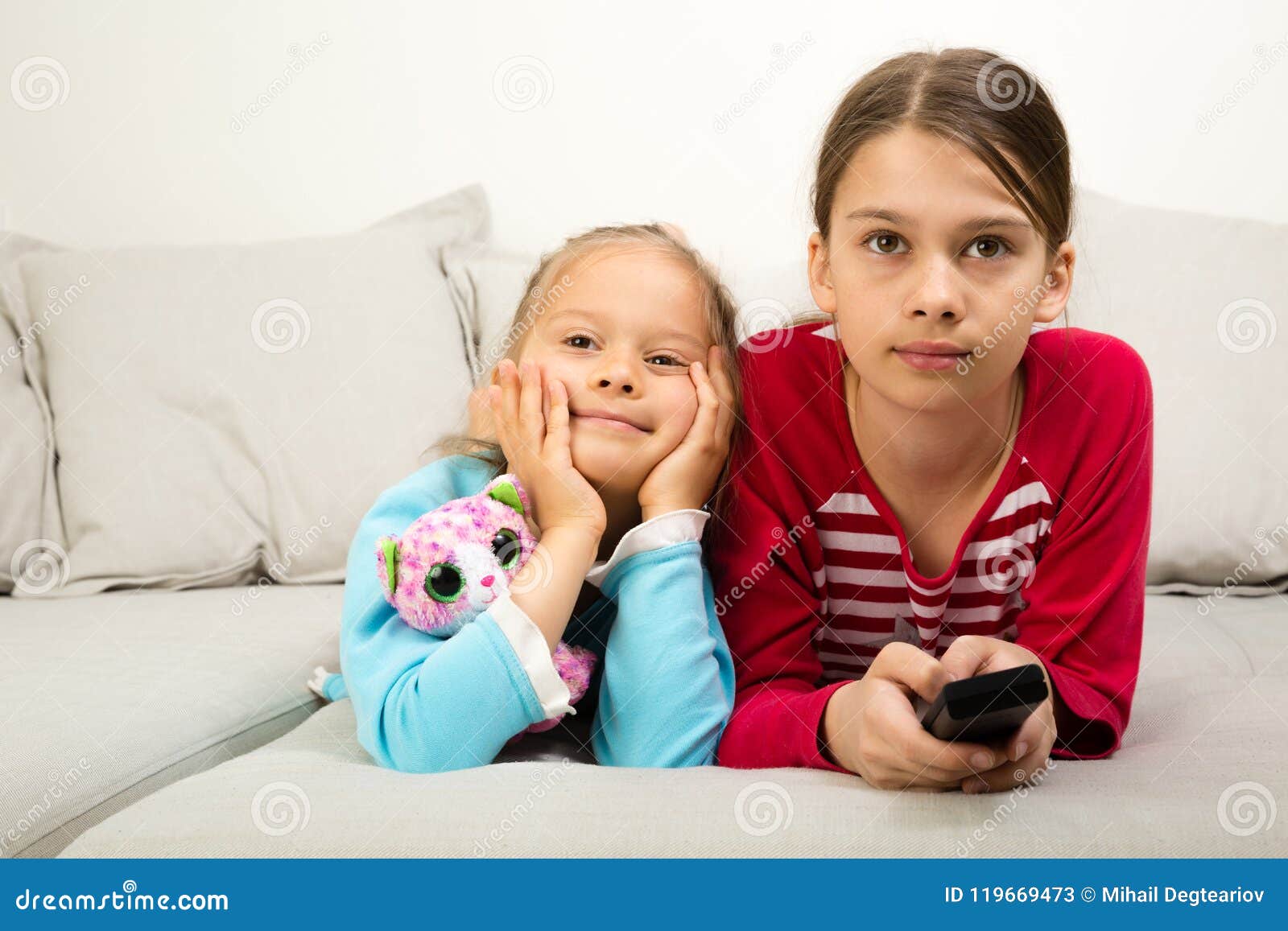 Cozy Two Girls Watching Tv