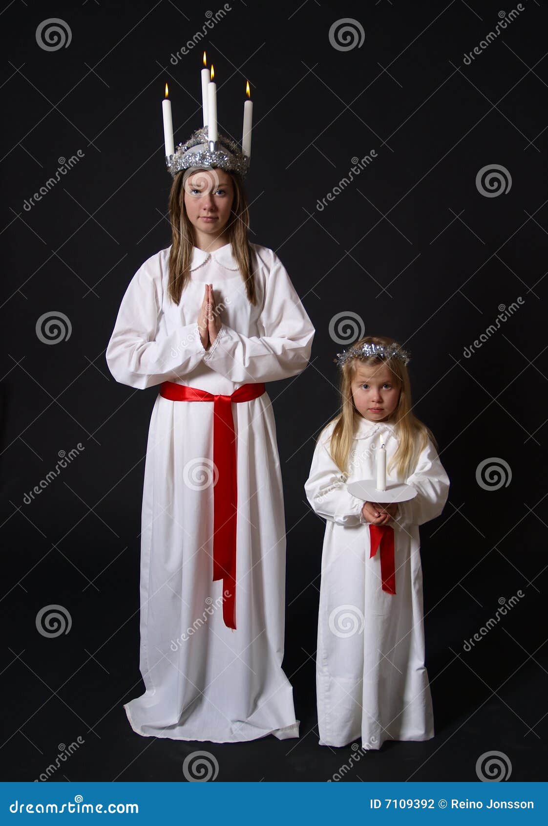 Two girls in white robes stock photo. Image of girls, halo - 7109392
